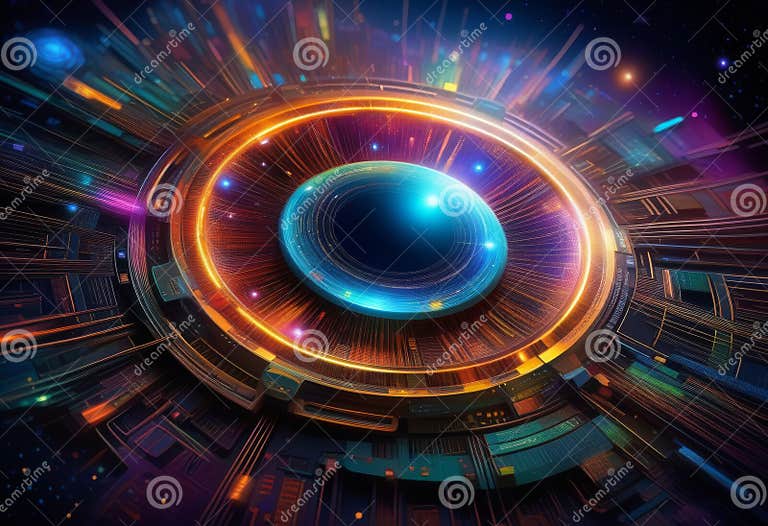Unveiling the Cosmic Beauty of Quantum Computing Stock Illustration - Illustration of ...