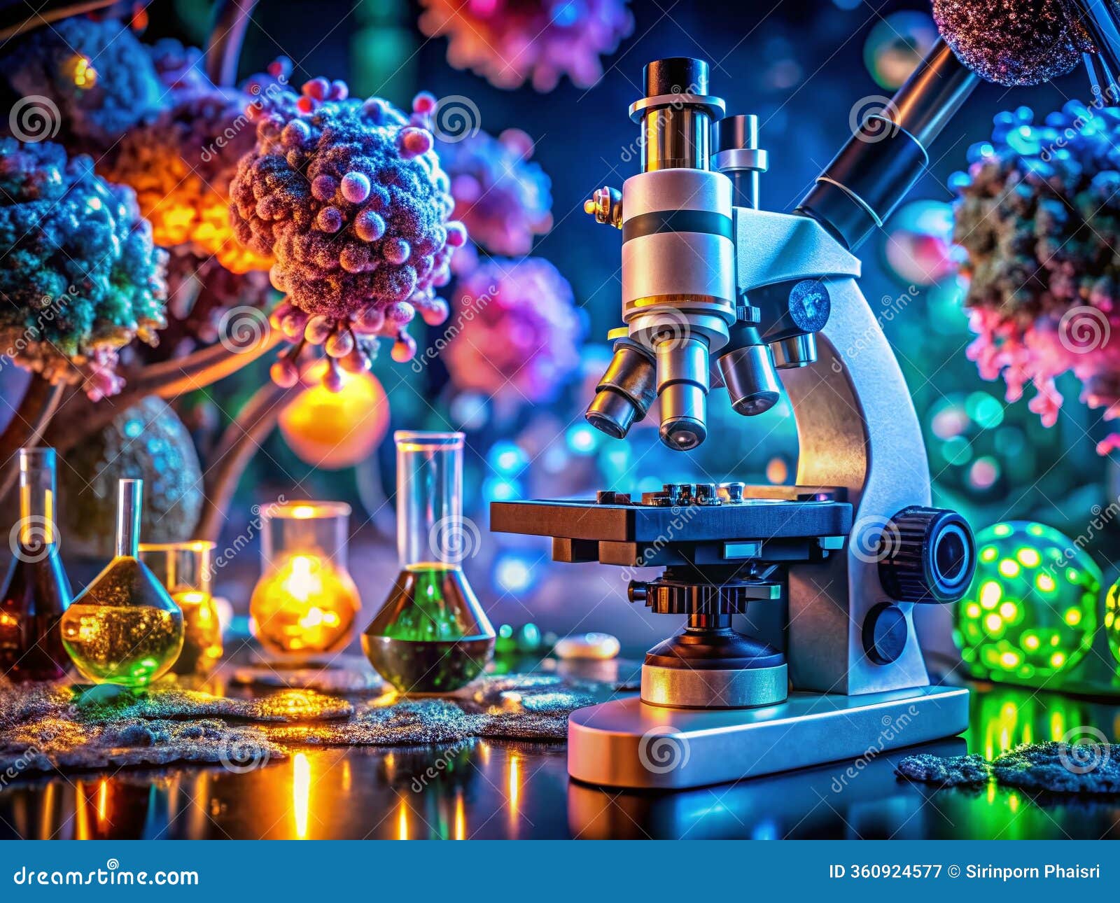 Panoramic Microscopic View Of Saccharomyces Cerevisiae Budding Yeast A ...
