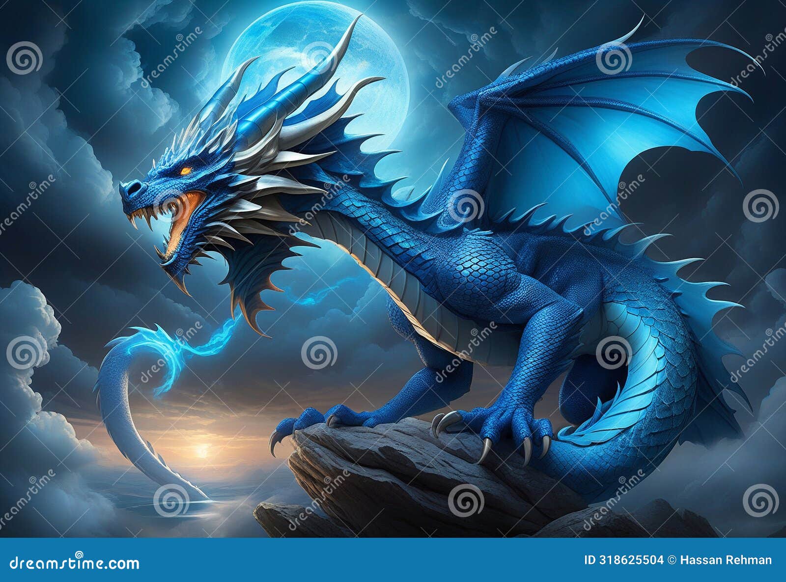 Unveiling the Mystical Blue Dragon of Ancient Wisdom Stock Illustration ...