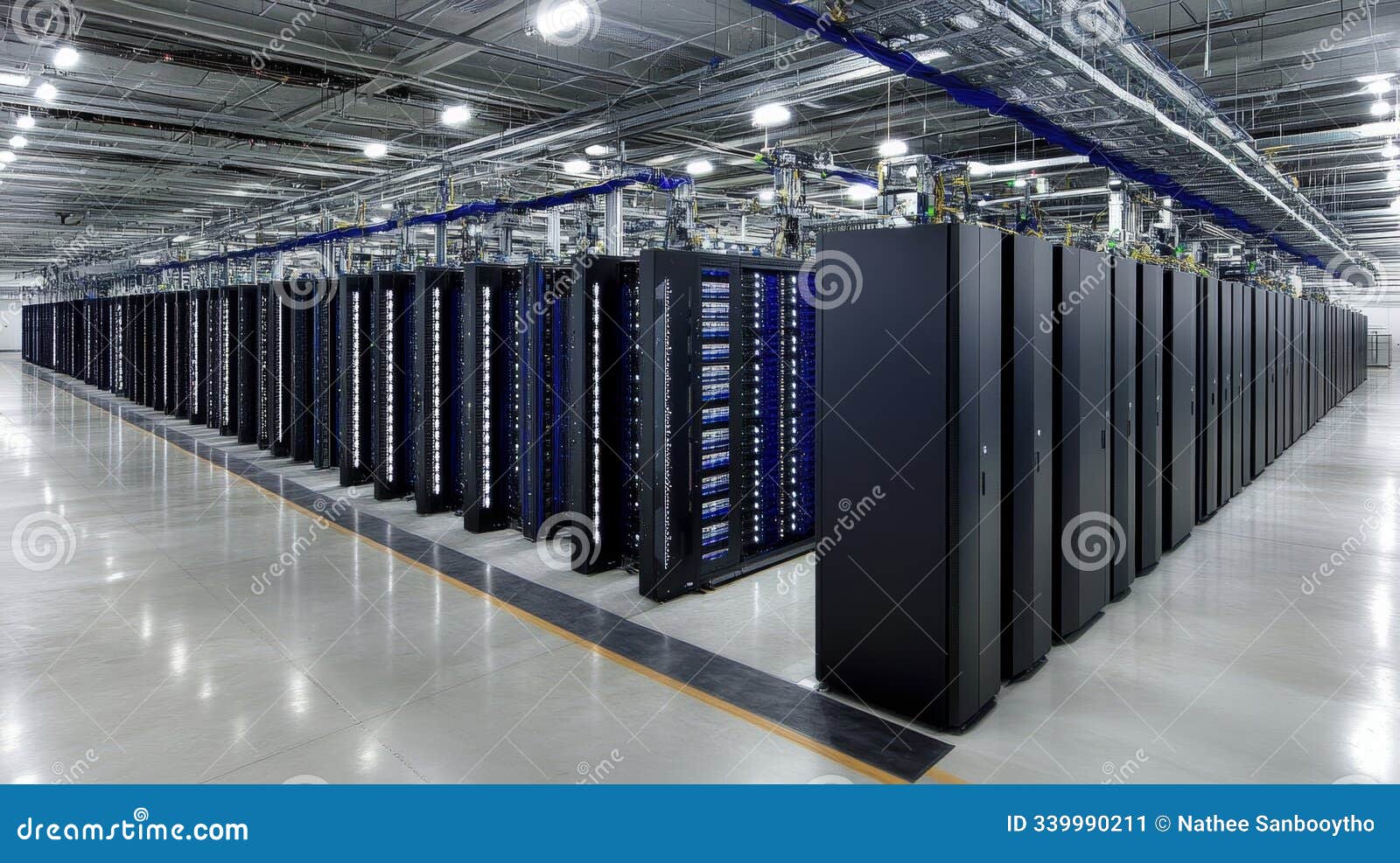 Unveiling the Powerhouse, a Look Inside Data Center with Rows of ...