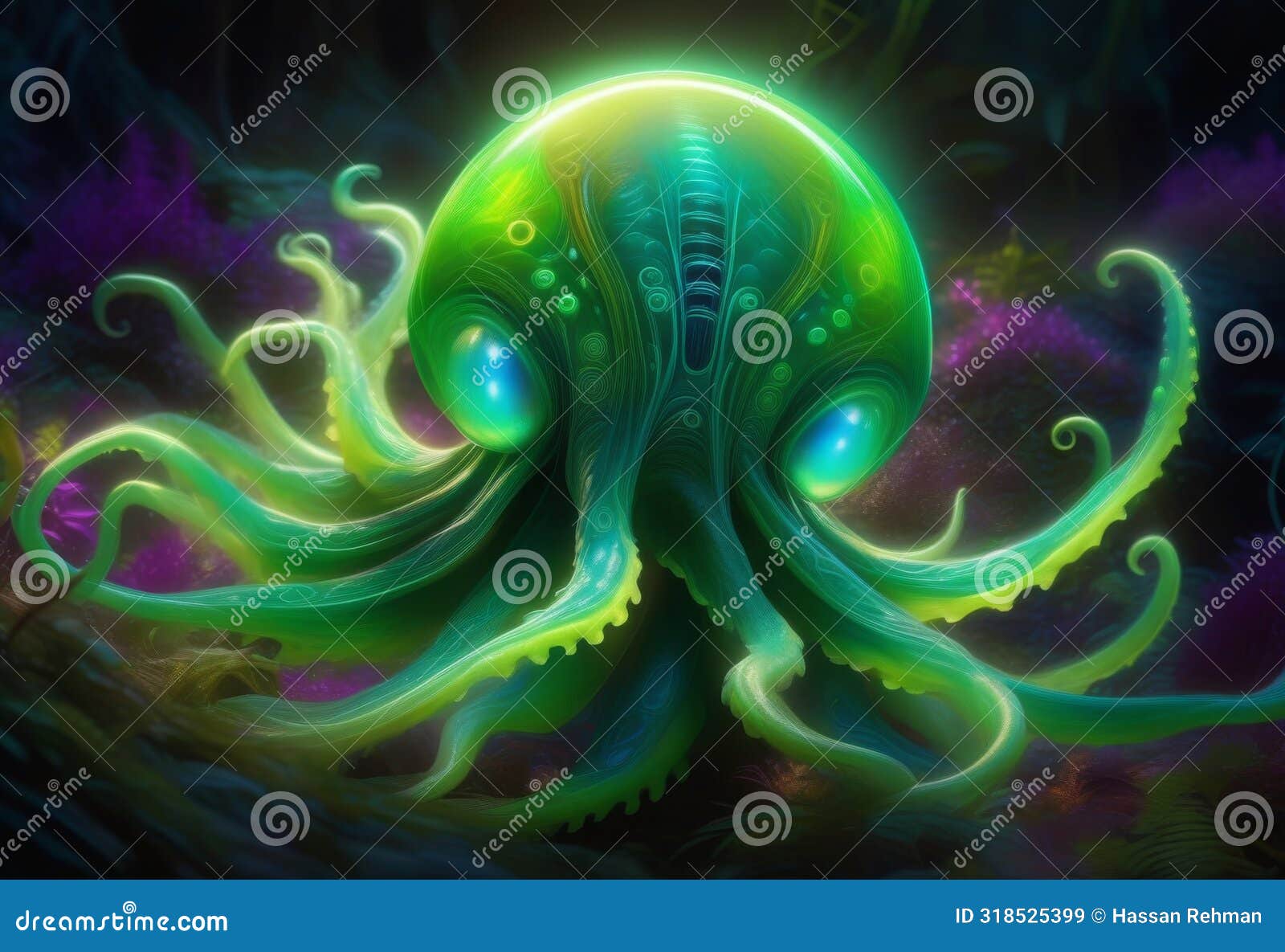 Unveiling the Radiant Bioluminescence of an Otherworldly Alien Stock ...