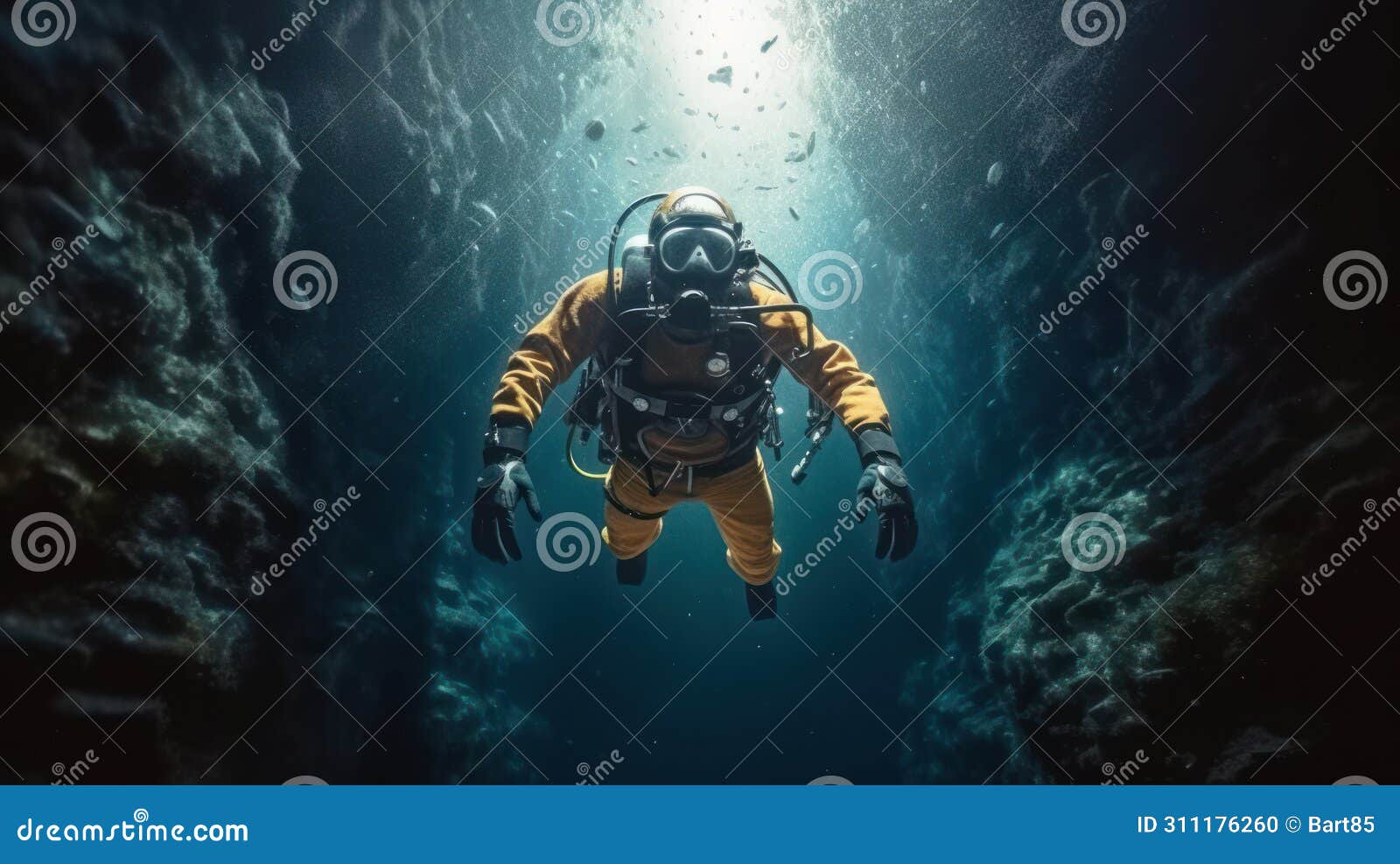 Unveiling the Unknown Deep Sea Diver Explores Underwater Cavern ...