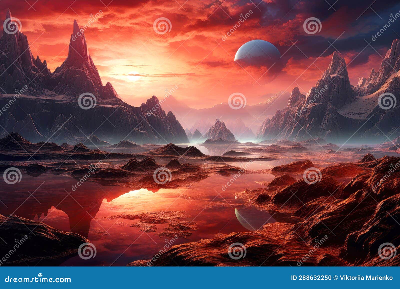 Unveiling The Unreal Breathtaking View Of Alien World S Surface Stock Illustration
