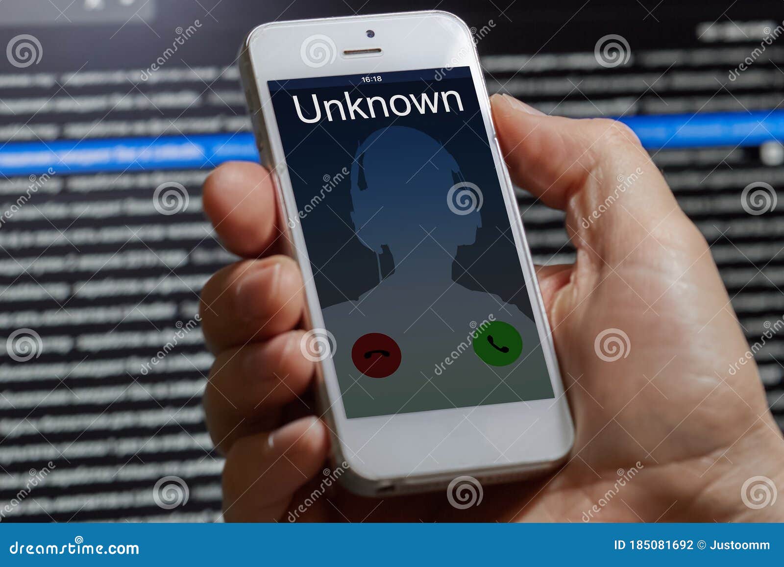 Unwanted Call To a Mobile Phone on a Dark Background Stock Photo ...