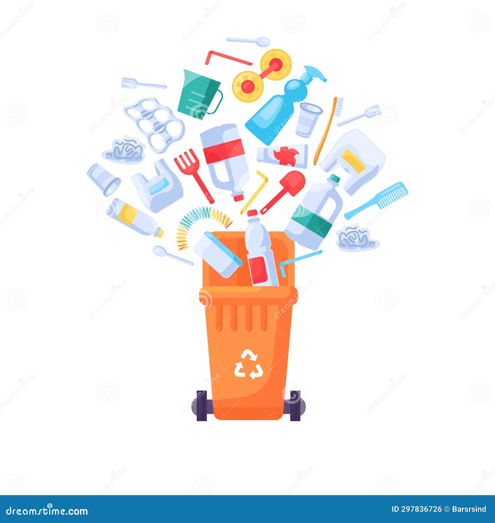 Unwanted Plastic Items Falling To Landfill Stock Vector - Illustration ...