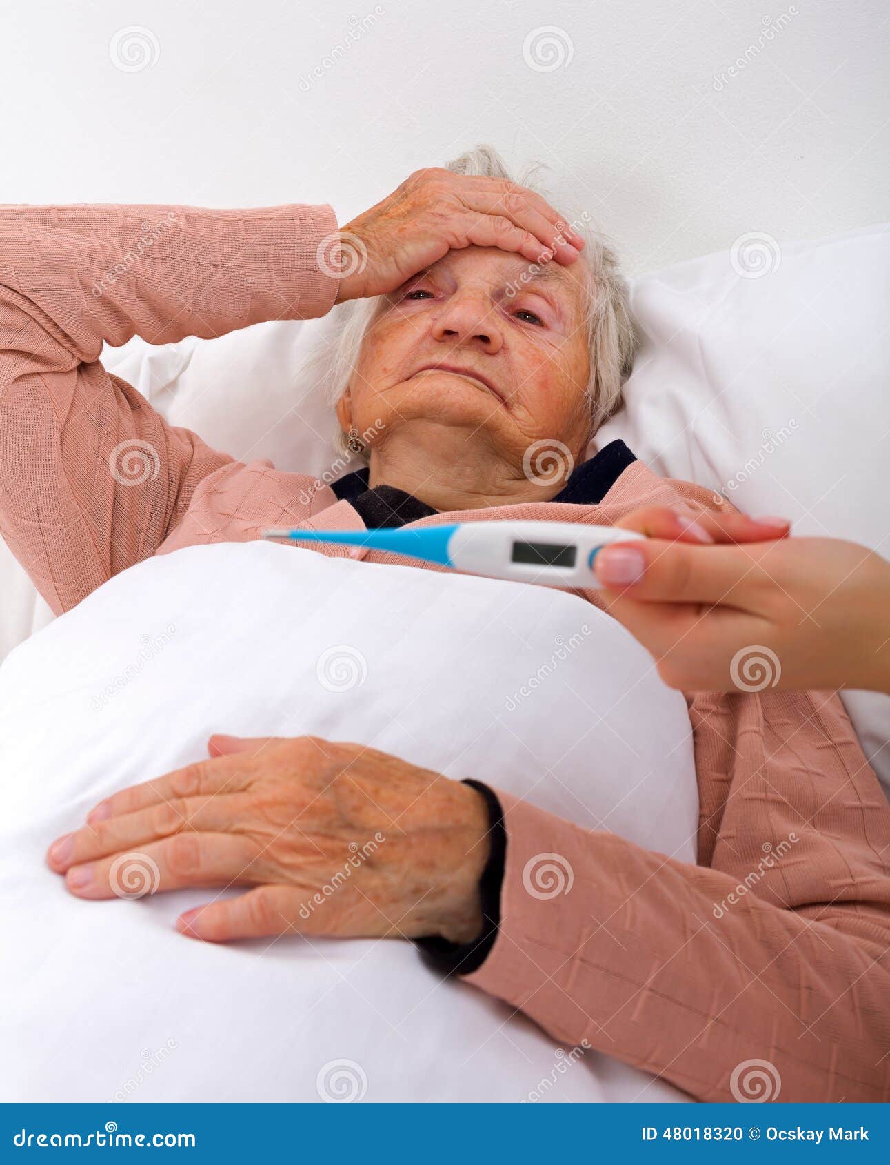 Unwell elderly woman stock photo. Image of illness, influenza - 48018320