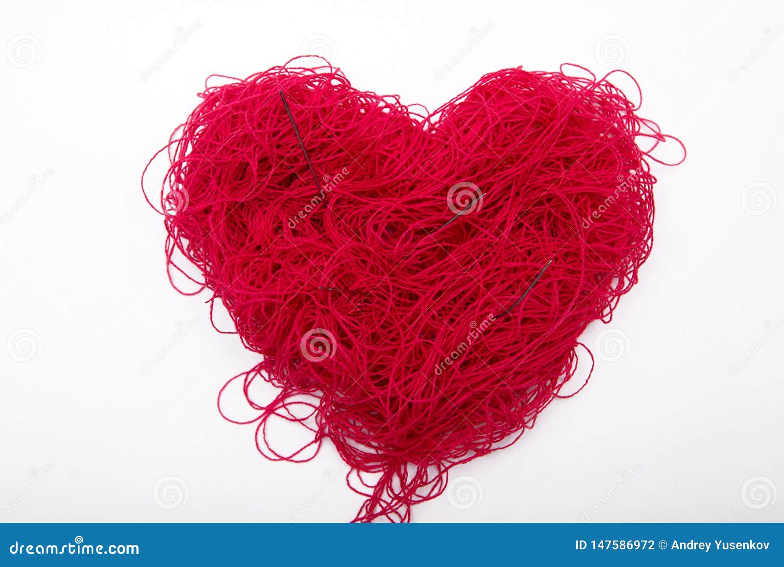 Big Heart of Red Threads on White Background Stock Photo - Image of ...