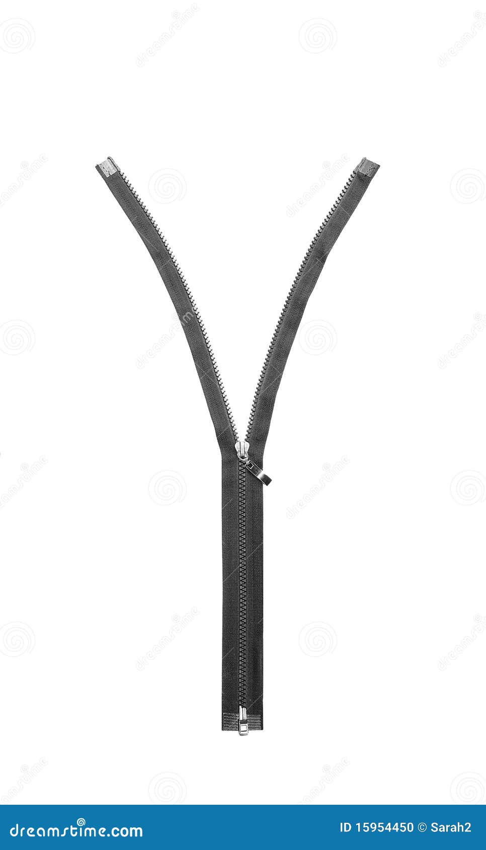 Unzipped Zipper - Isolated Monochrome Stock Photo - Image of zipper ...