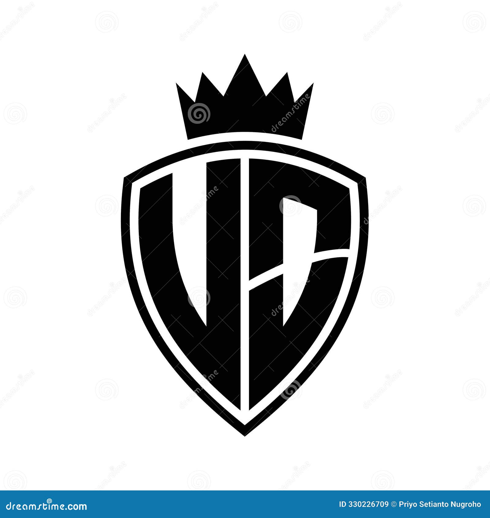 UO Letter Monogram Shield and Crown Outline Shape with Black and White ...