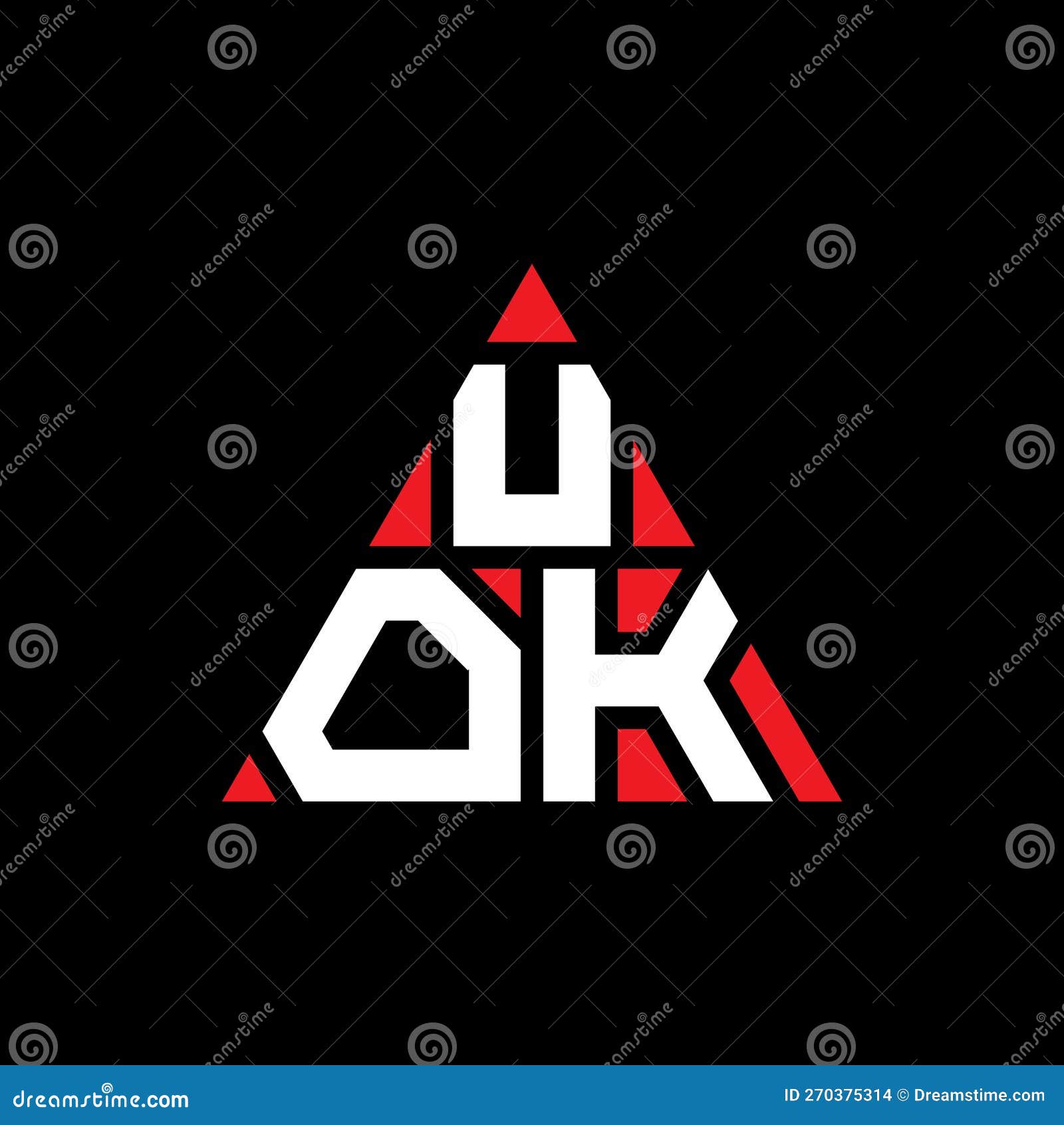 UOK Triangle Letter Logo Design with Triangle Shape. UOK Triangle Logo ...