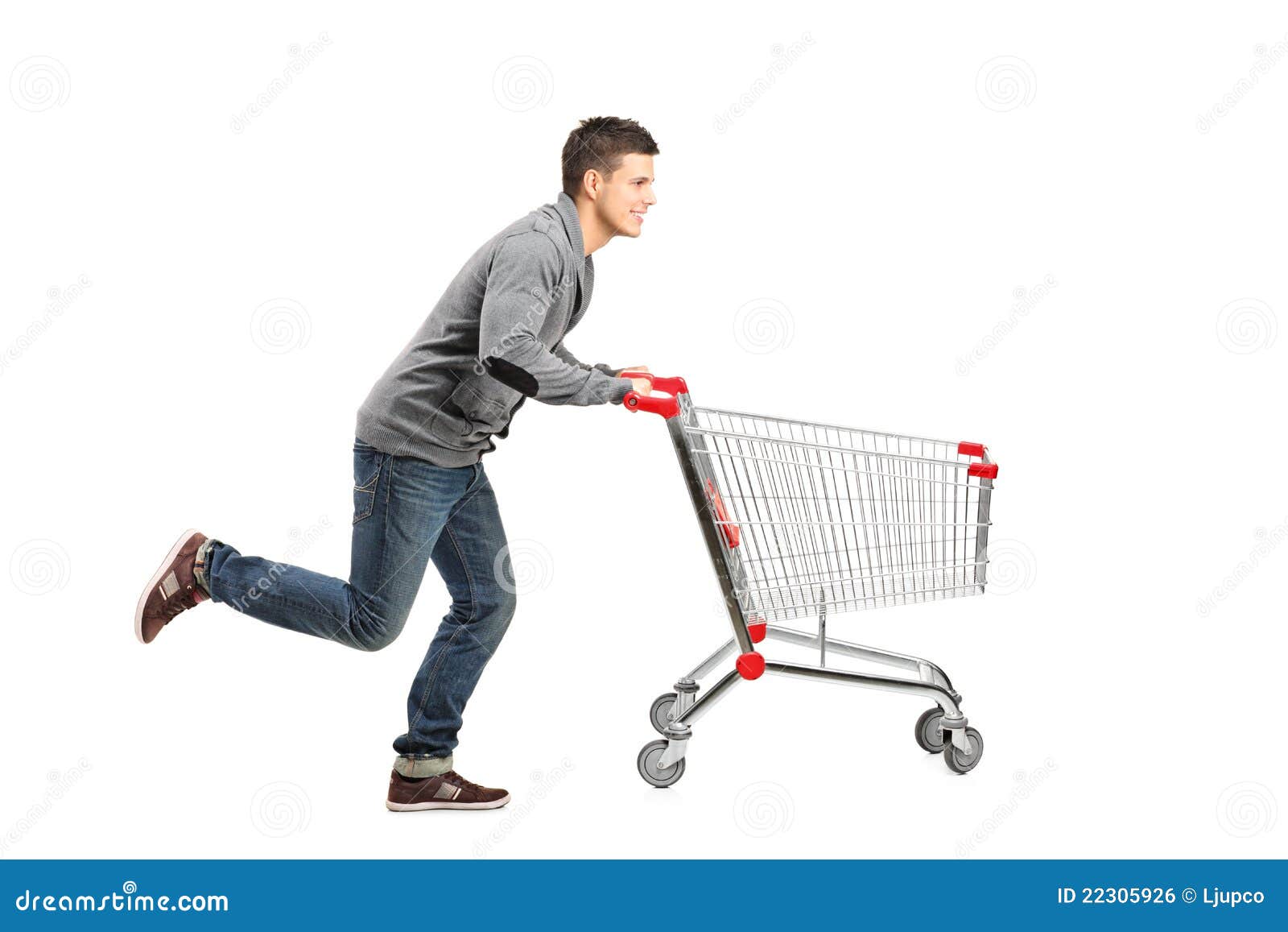 Uomo Che Esegue E Che Spinge Un Carrello Di Acquisto Fotografia Stock ...