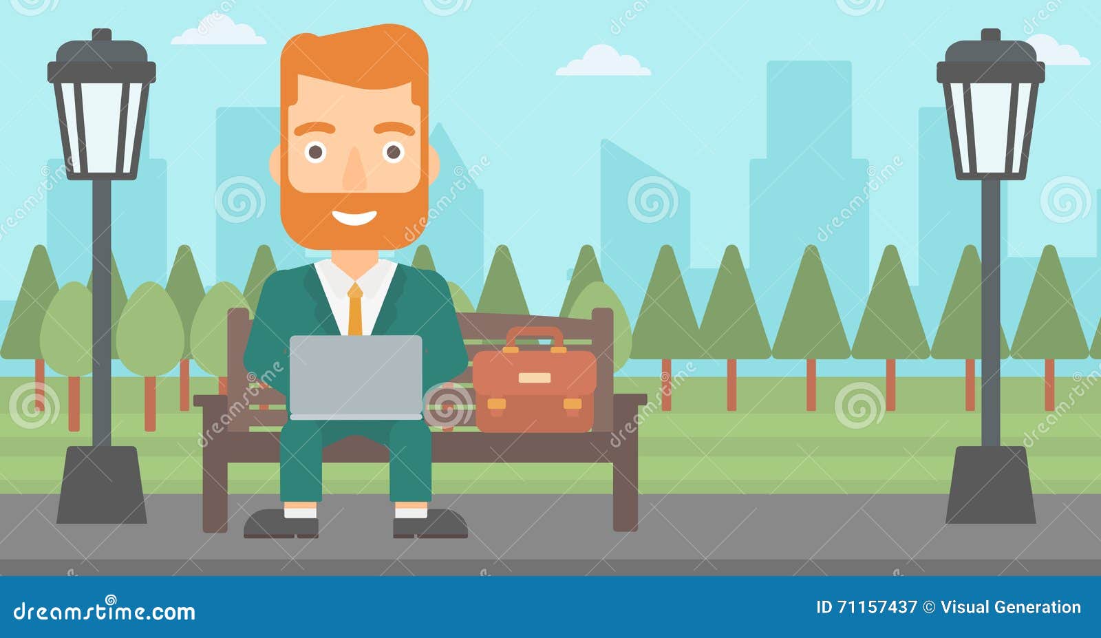 Uomo Che Lavora Al Computer Portatile Illustrazione Vettoriale ...