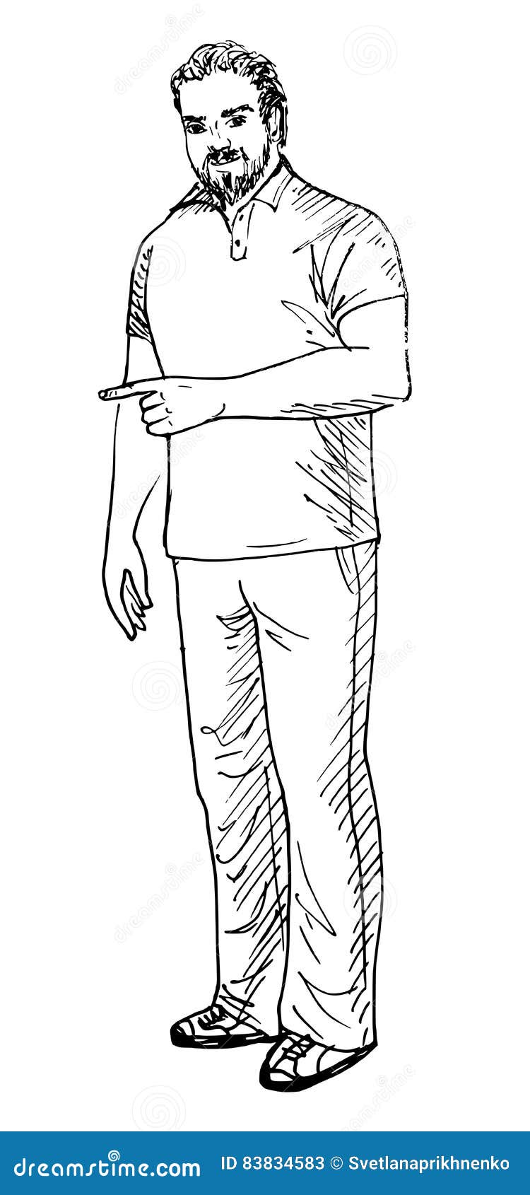 Uomo che mostra qualcosa illustrazione vettoriale. Illustrazione di ...