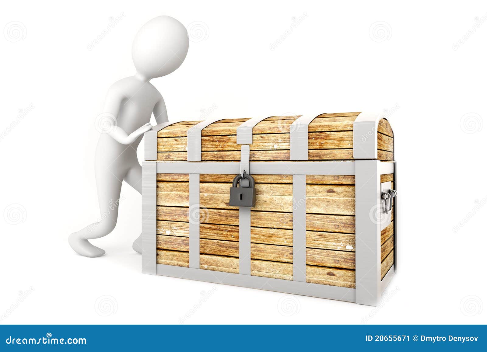 Uomo Che Spinge Una Cassa Del Pirata Illustrazione di Stock ...