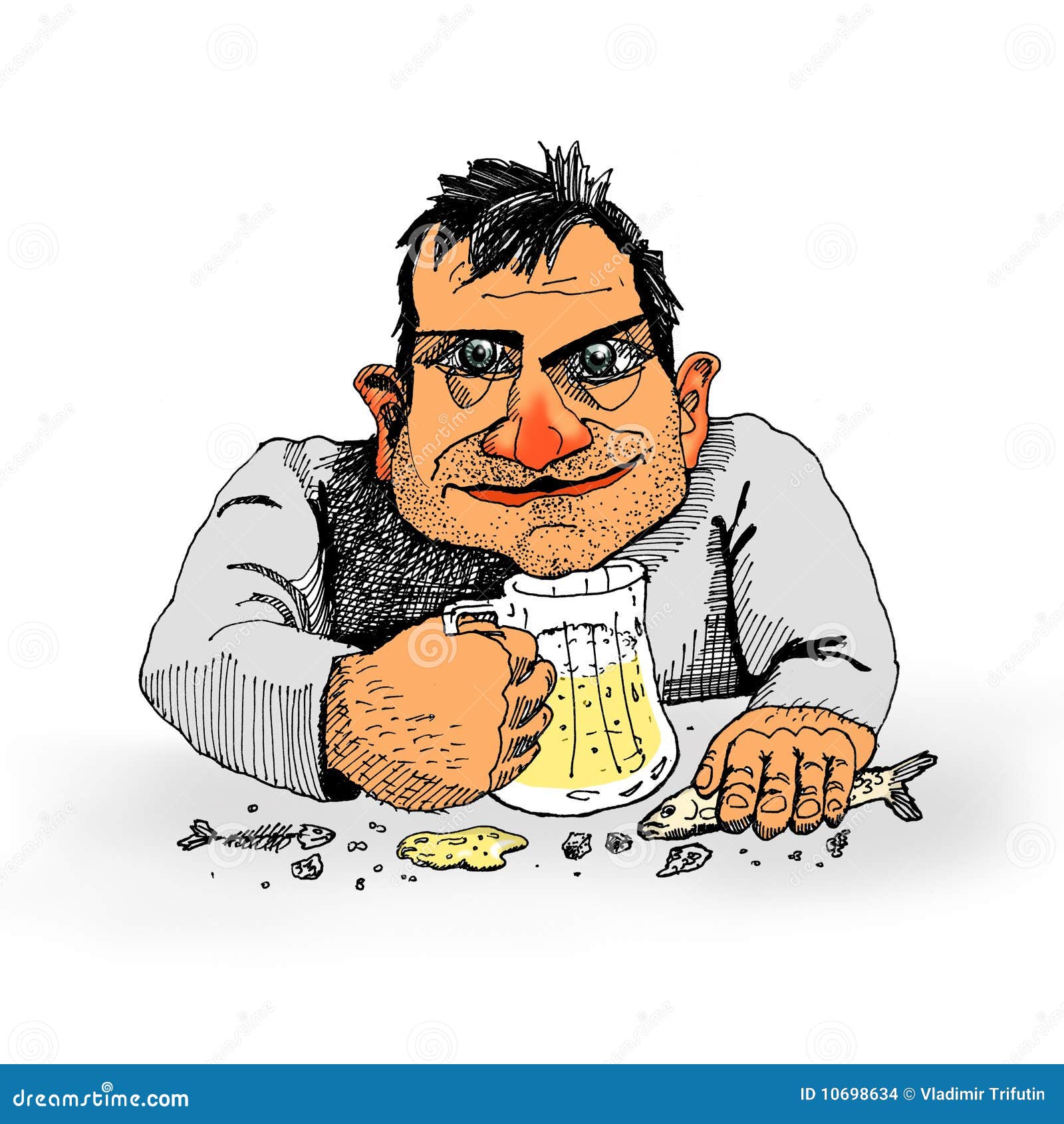 Uomo con birra illustrazione di stock. Illustrazione di scemo - 10698634