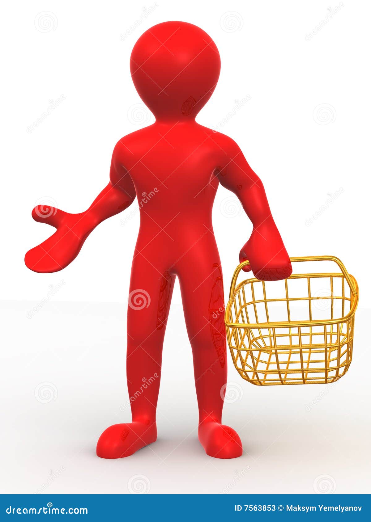 Uomo Con Il Cestino Del Consumatore Illustrazione di Stock ...