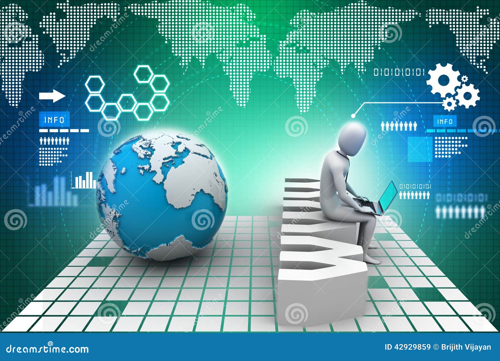 Uomo Con Il Computer Portatile Che Si Siede Sull'etichetta Di WWW ...