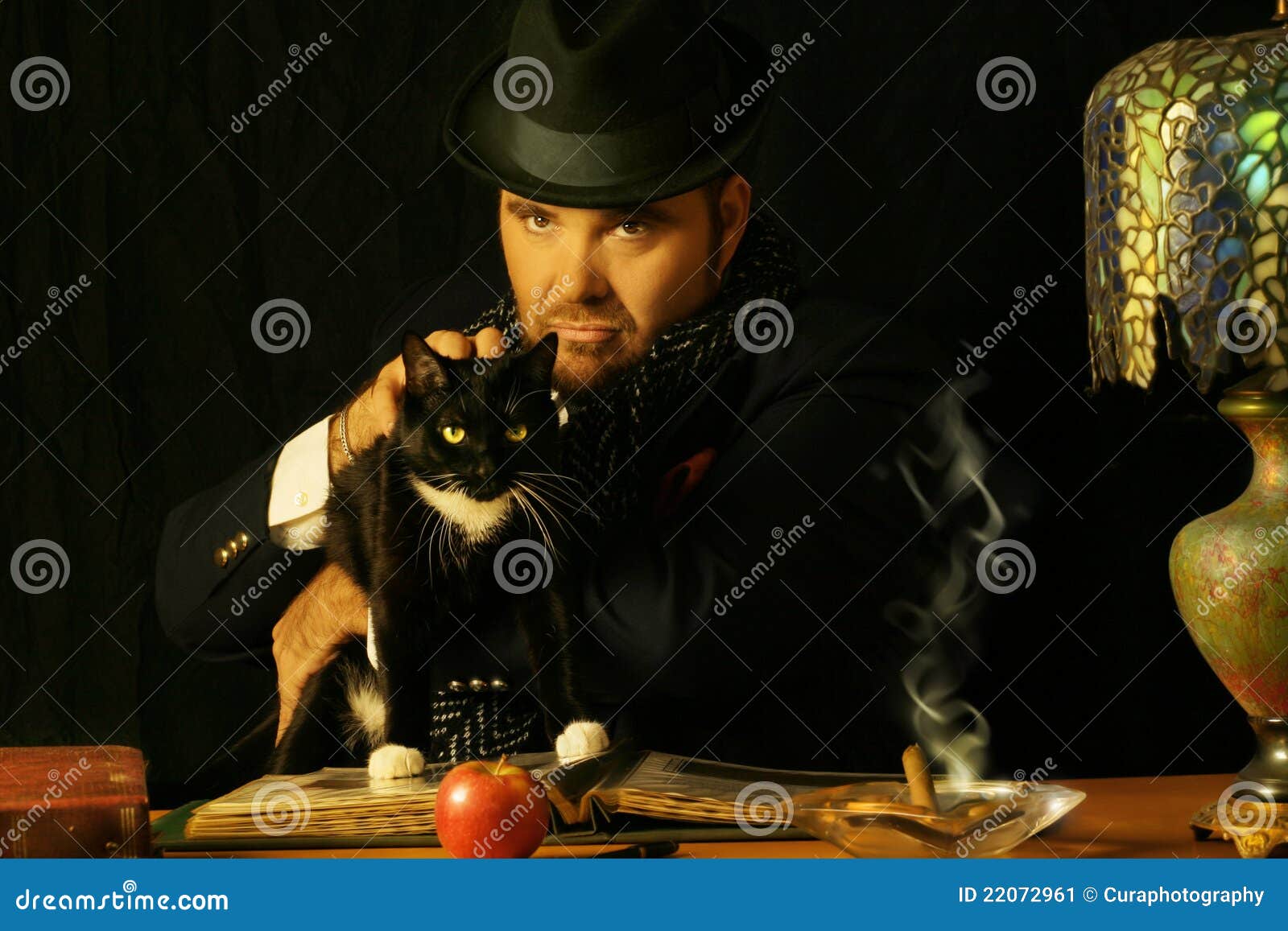 Uomo con il gatto immagine stock. Immagine di pesante - 22072961
