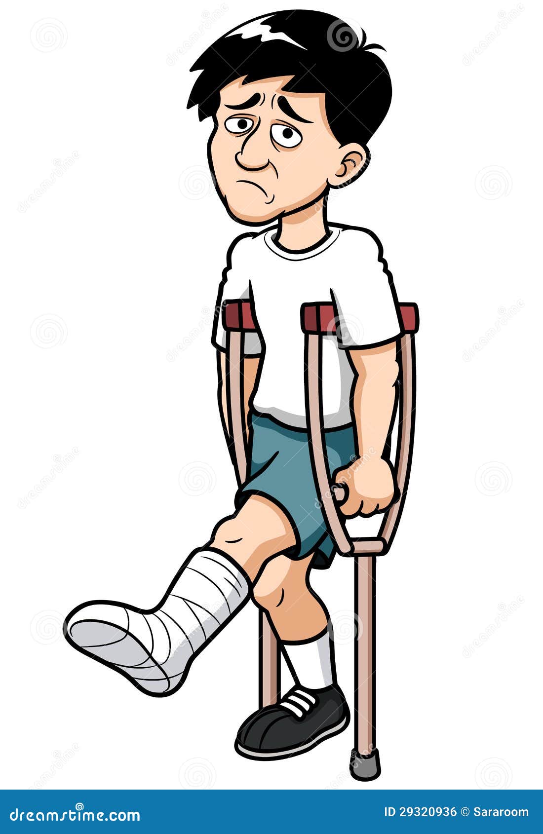 Uomo con una gamba rotta illustrazione vettoriale. Illustrazione di ...