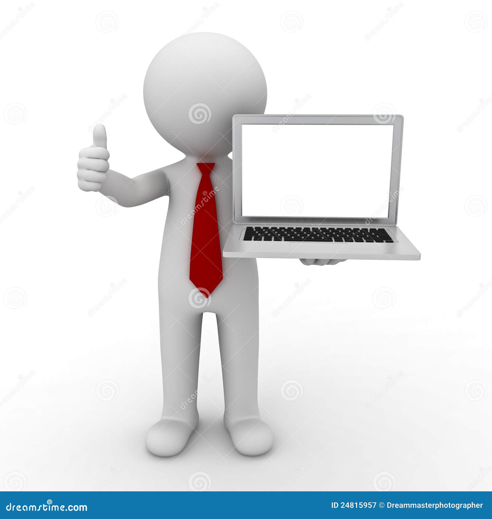 Uomo D'affari 3d Che Mostra Computer Portatile in Bianco Illustrazione ...