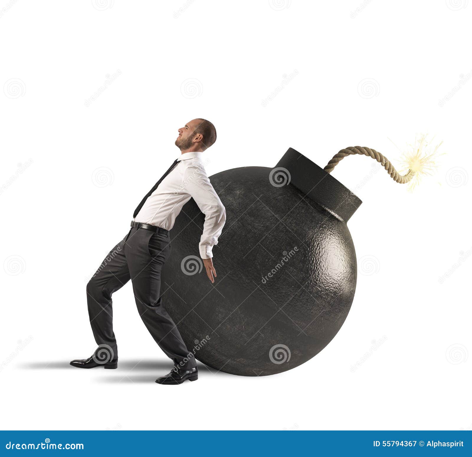 Uomo D'affari Che Spinge Una Bomba Immagine Stock - Immagine di ...