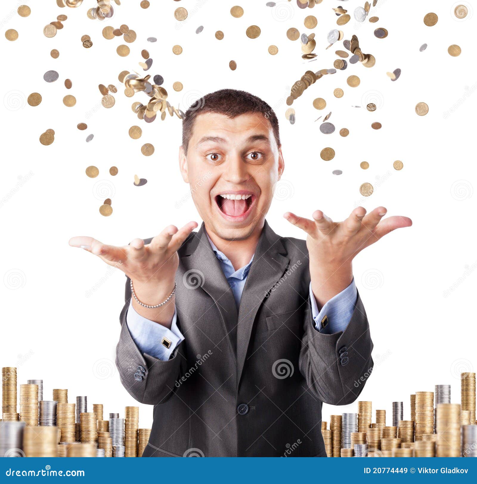 Uomo d'affari ricco felice immagine stock. Immagine di moneta - 20774449