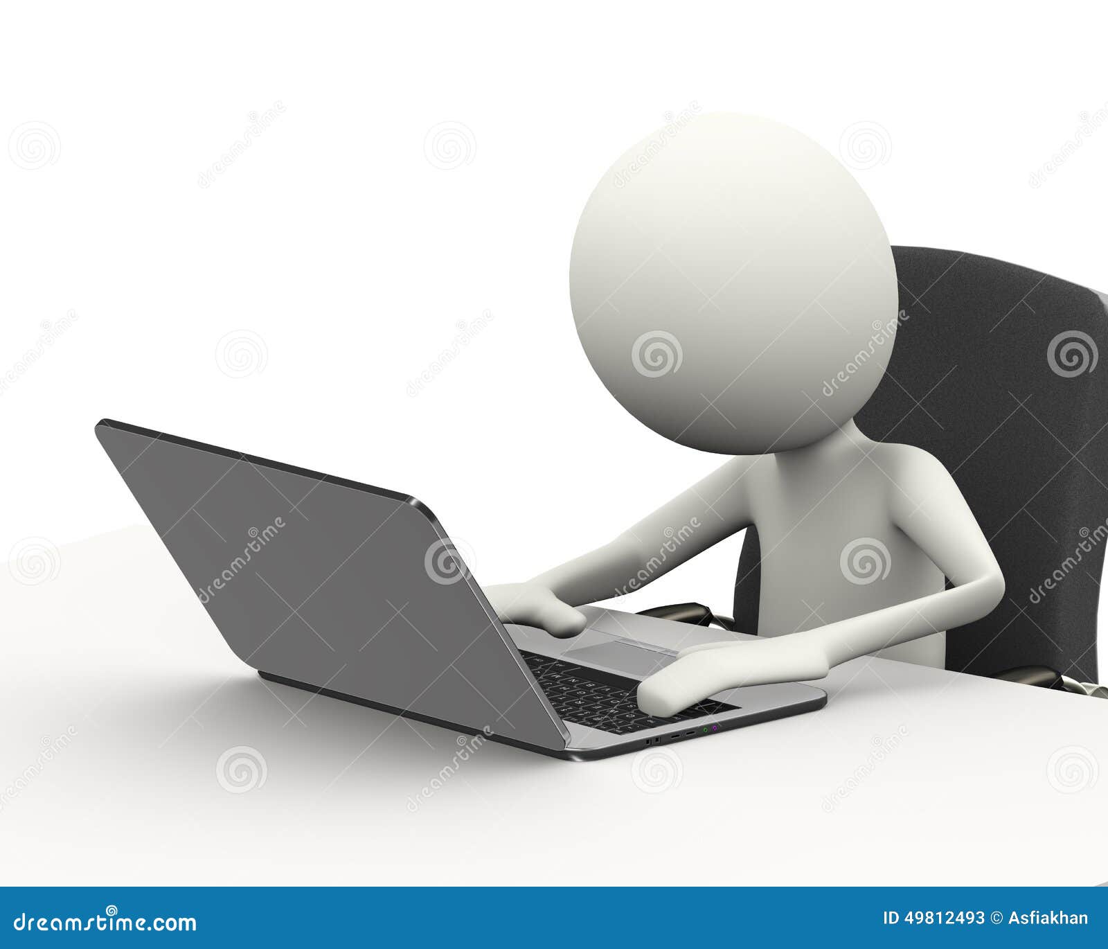 Uomo 3d Che Lavora Con Il Computer Portatile Illustrazione di Stock ...