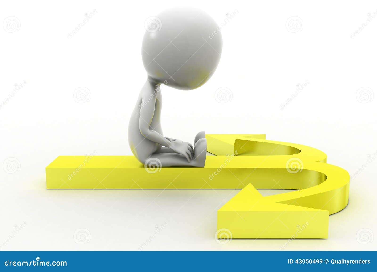 Uomo 3d Che Pensa E Che Confonde Con Due Frecce Illustrazione Di Stock Illustrazione Di