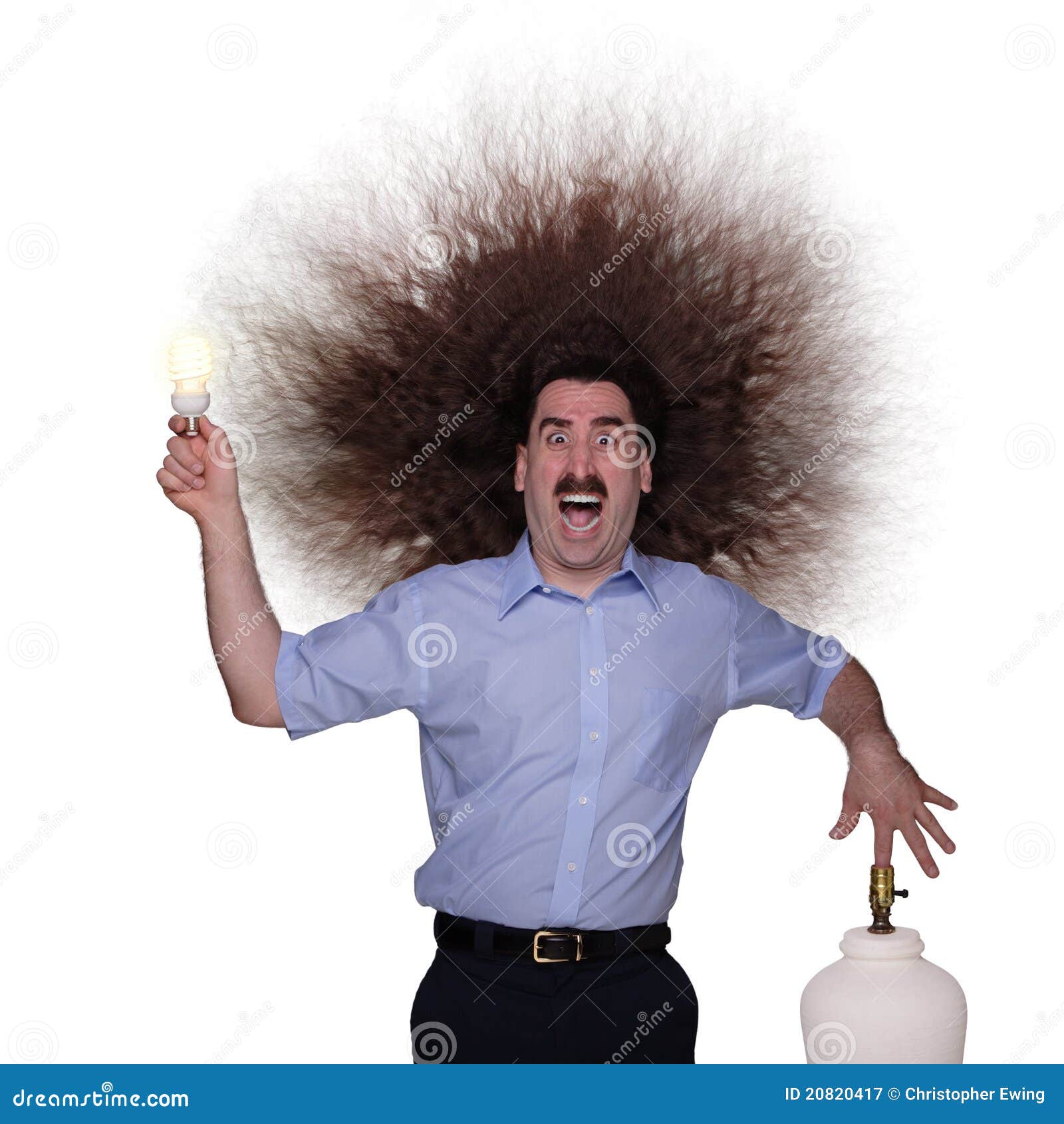 Uomo Dai Capelli Lunghi Che Electrocuted 1 Immagine Stock - Immagine di ...