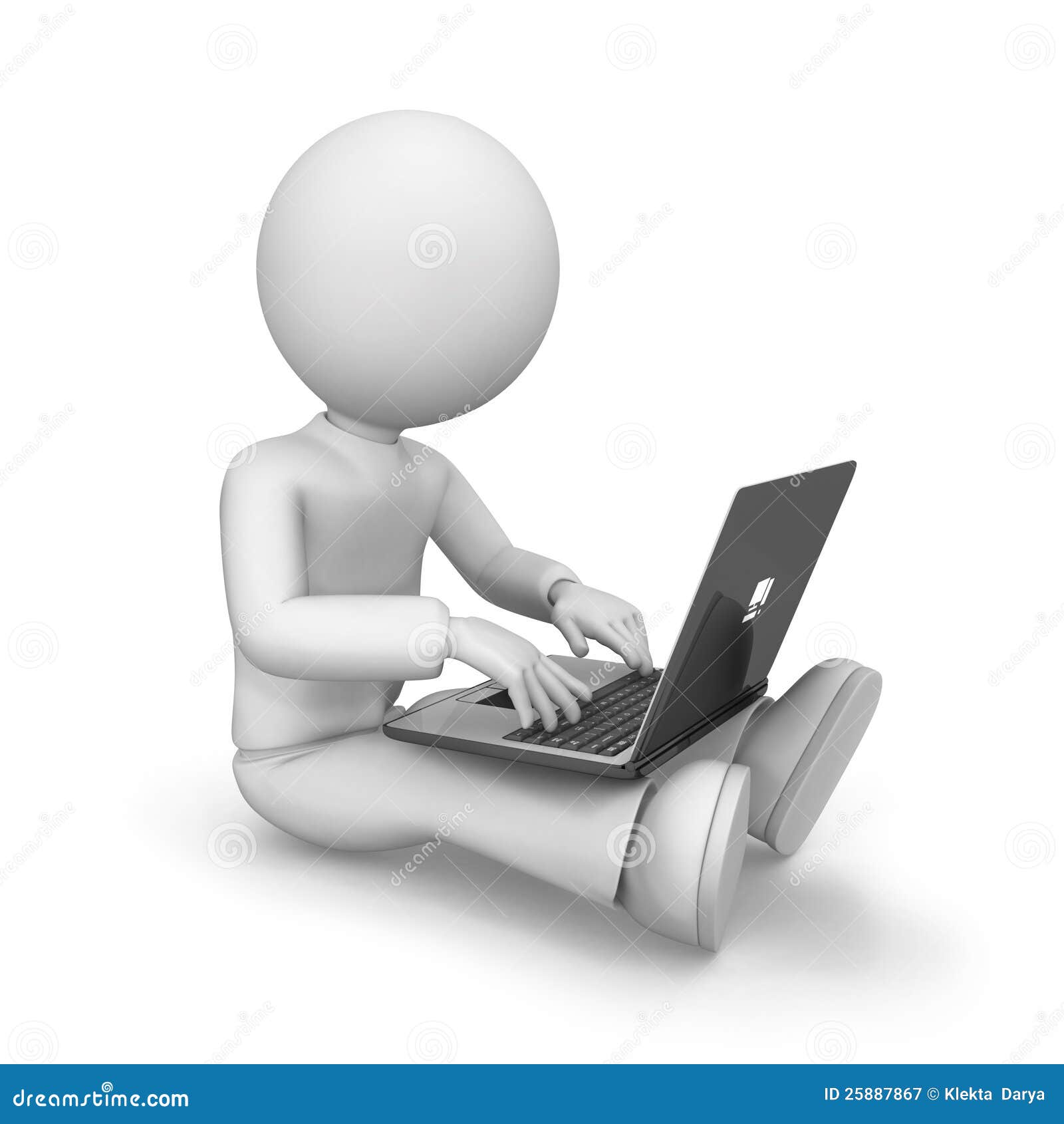 Uomo Del Fumetto Con Il Computer Portatile Illustrazione di Stock ...