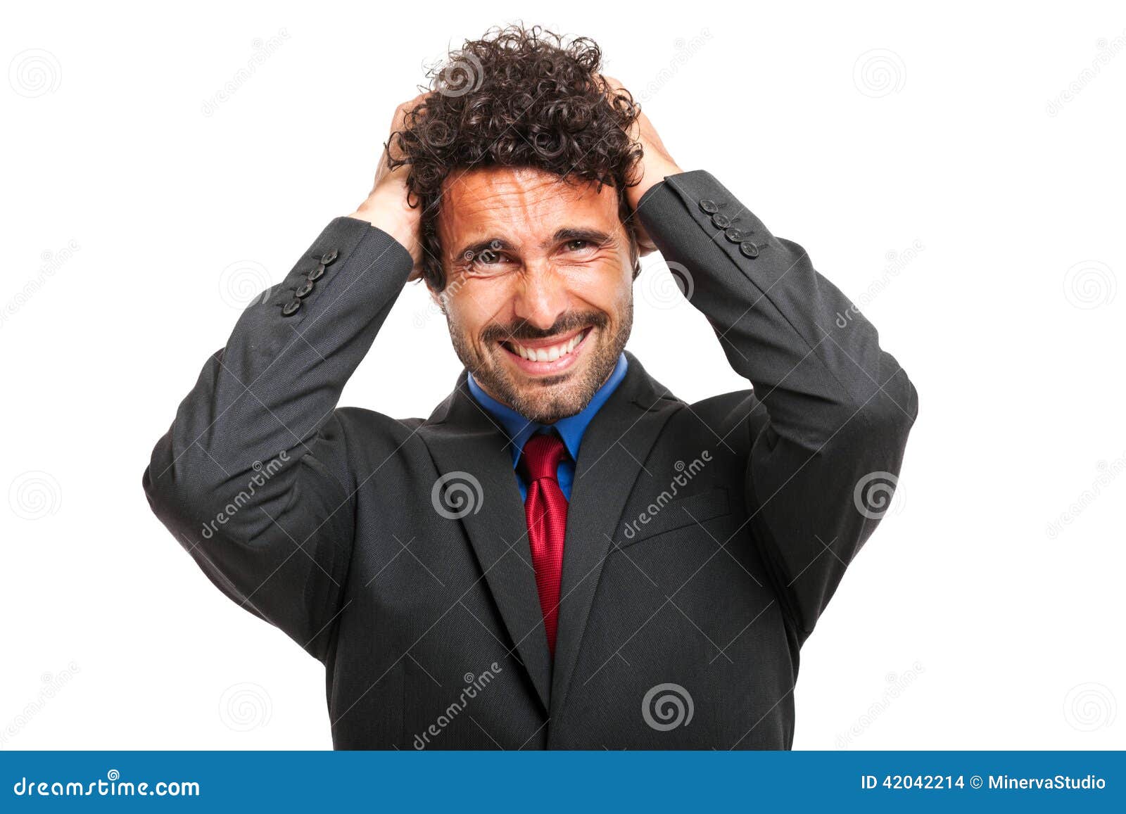 Uomo Disperato Di Affari Isolato Su Whtie Fotografia Stock - Immagine ...