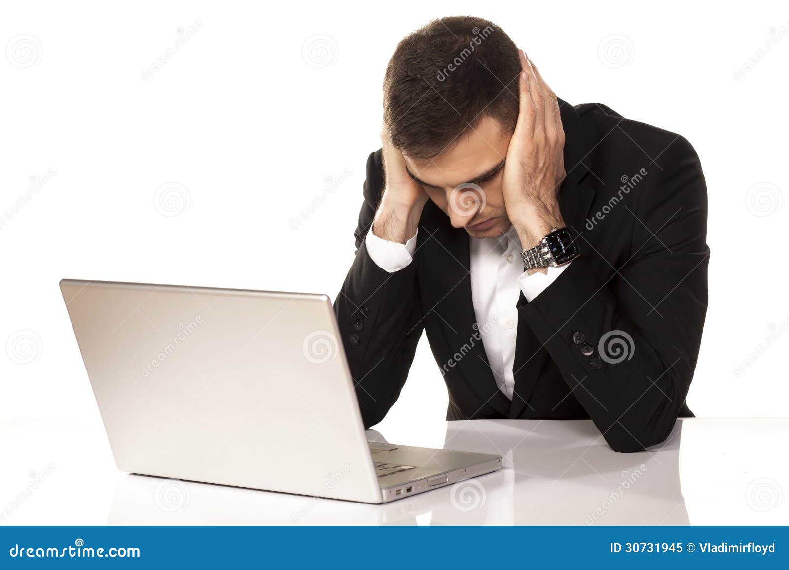 Uomo Disperato Sul Computer Portatile Immagine Stock - Immagine di ...