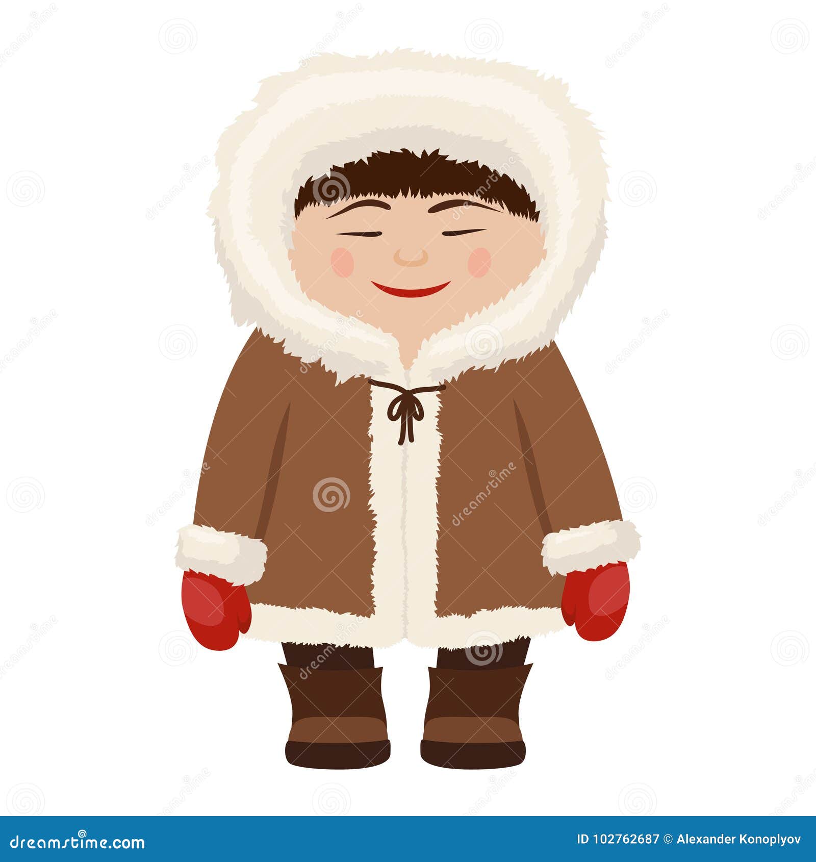 Uomo Eschimese in Pelliccia Illustrazione Vettoriale - Illustrazione di ...