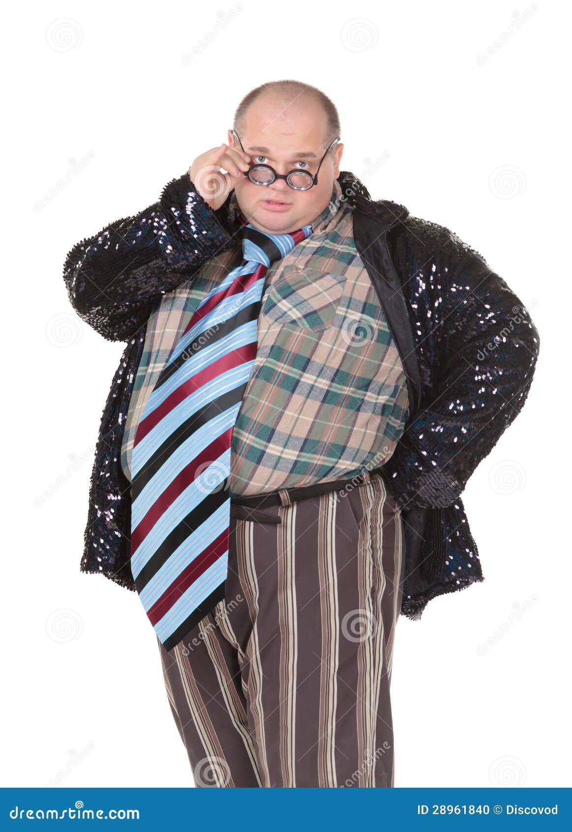 Uomo Obeso Con Un Senso Di Modo Ingiurioso Fotografia Stock - Immagine ...