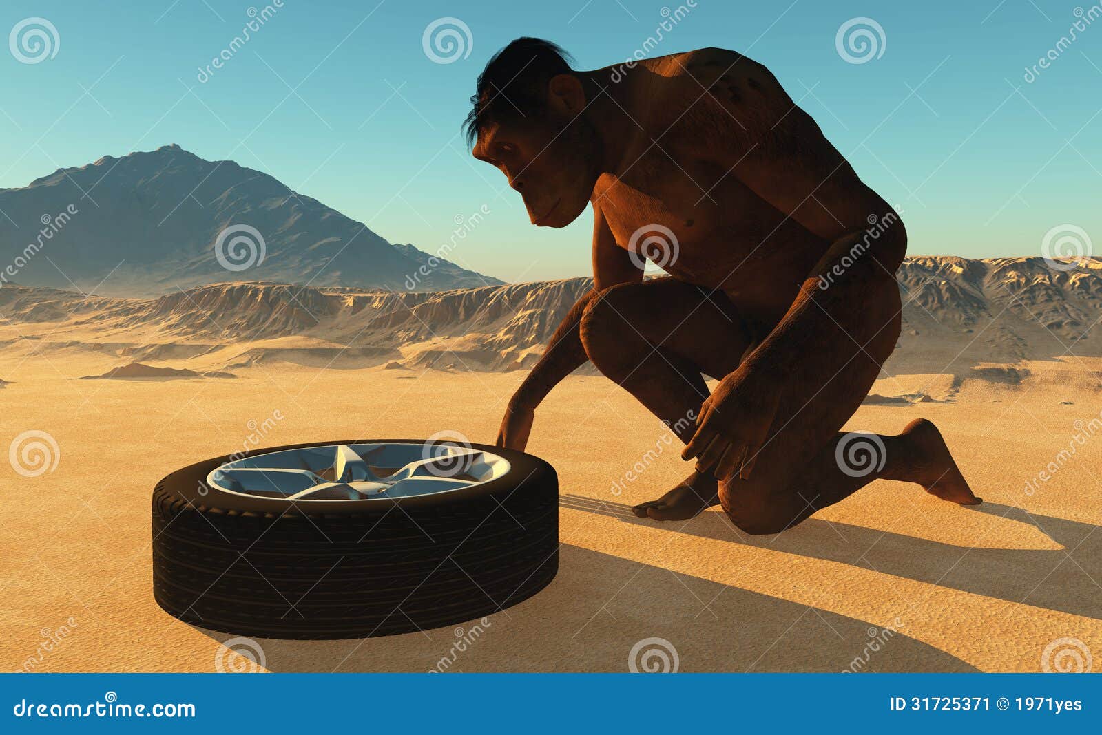 Uomo Primitivo Con Le Ruote. Illustrazione di Stock - Illustrazione di ...