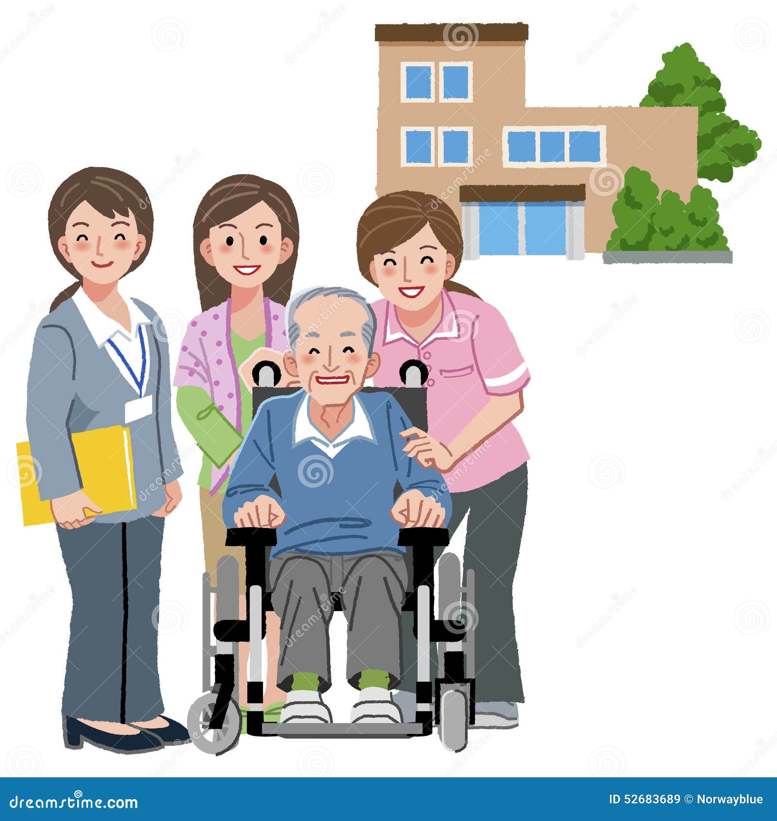 Uomo Senior Sorridente Con I Badante Illustrazione Vettoriale ...