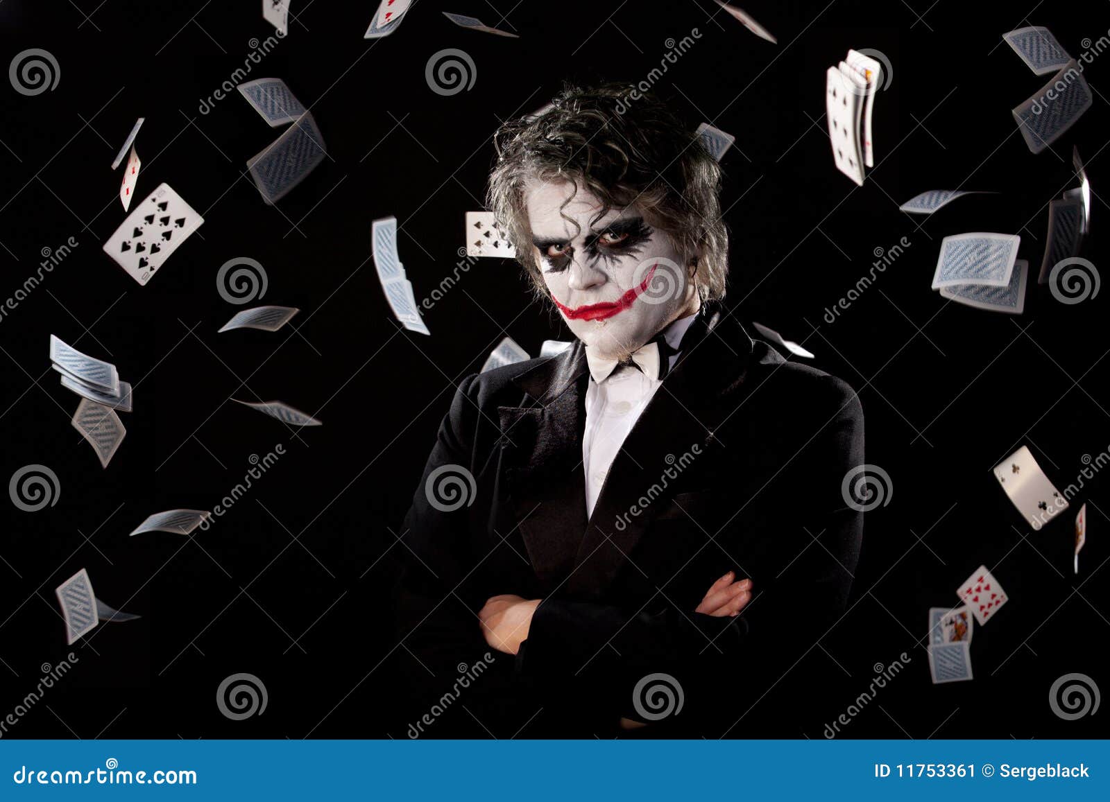 Uomo in Un'immagine Di Un Burlone Con Le Schede Della Mosca Immagine ...