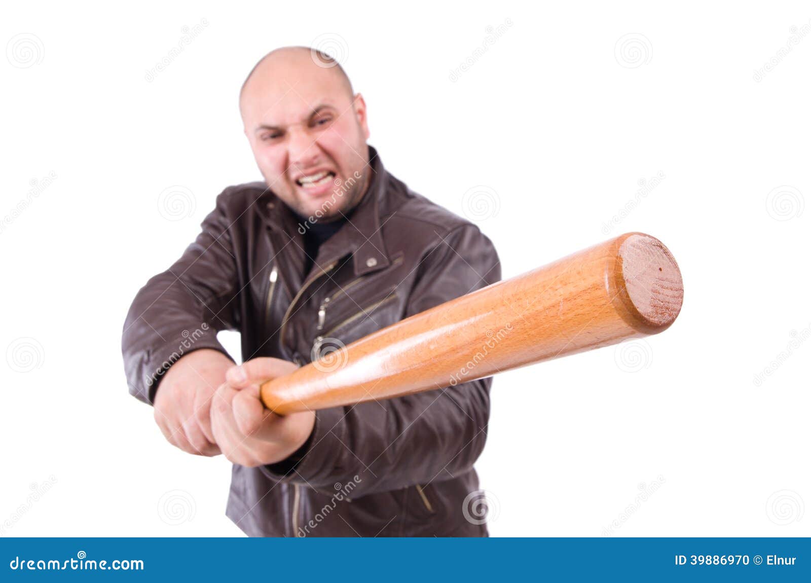 Uomo Violento Con La Mazza Da Baseball Fotografia Stock - Immagine di ...