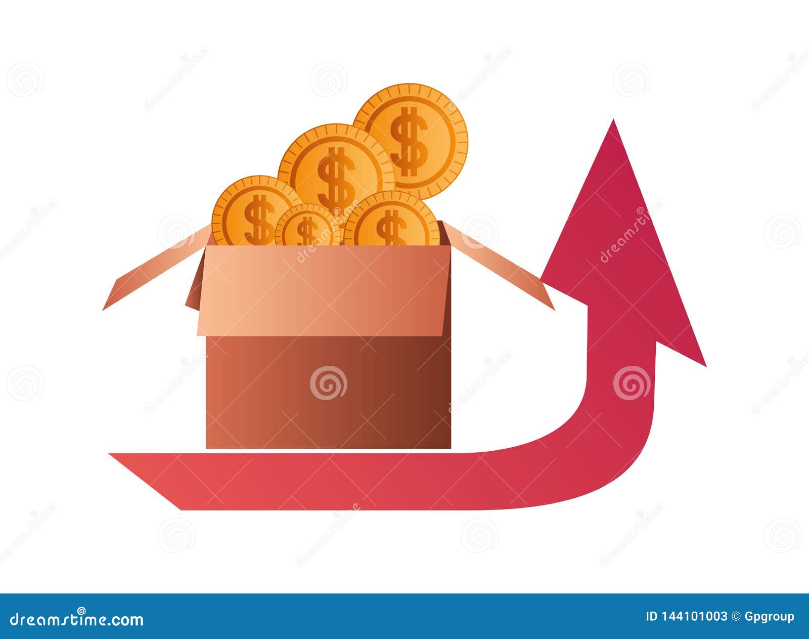 Up Arrow with Box Cardboard and Dollar Symbol Stock Vector ...