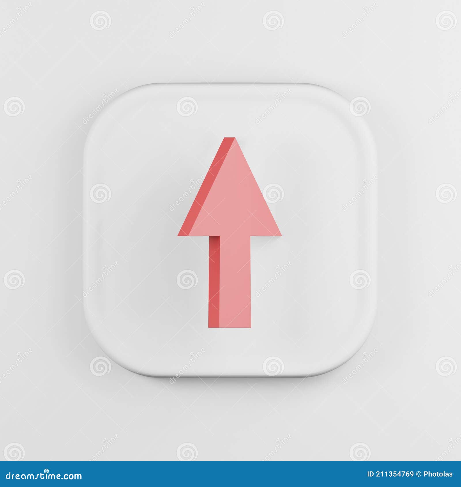 Up Arrow Icon Cartoon Style. 3d Rendering White Square Key Button, Interface Ui Ux Element Stock ...