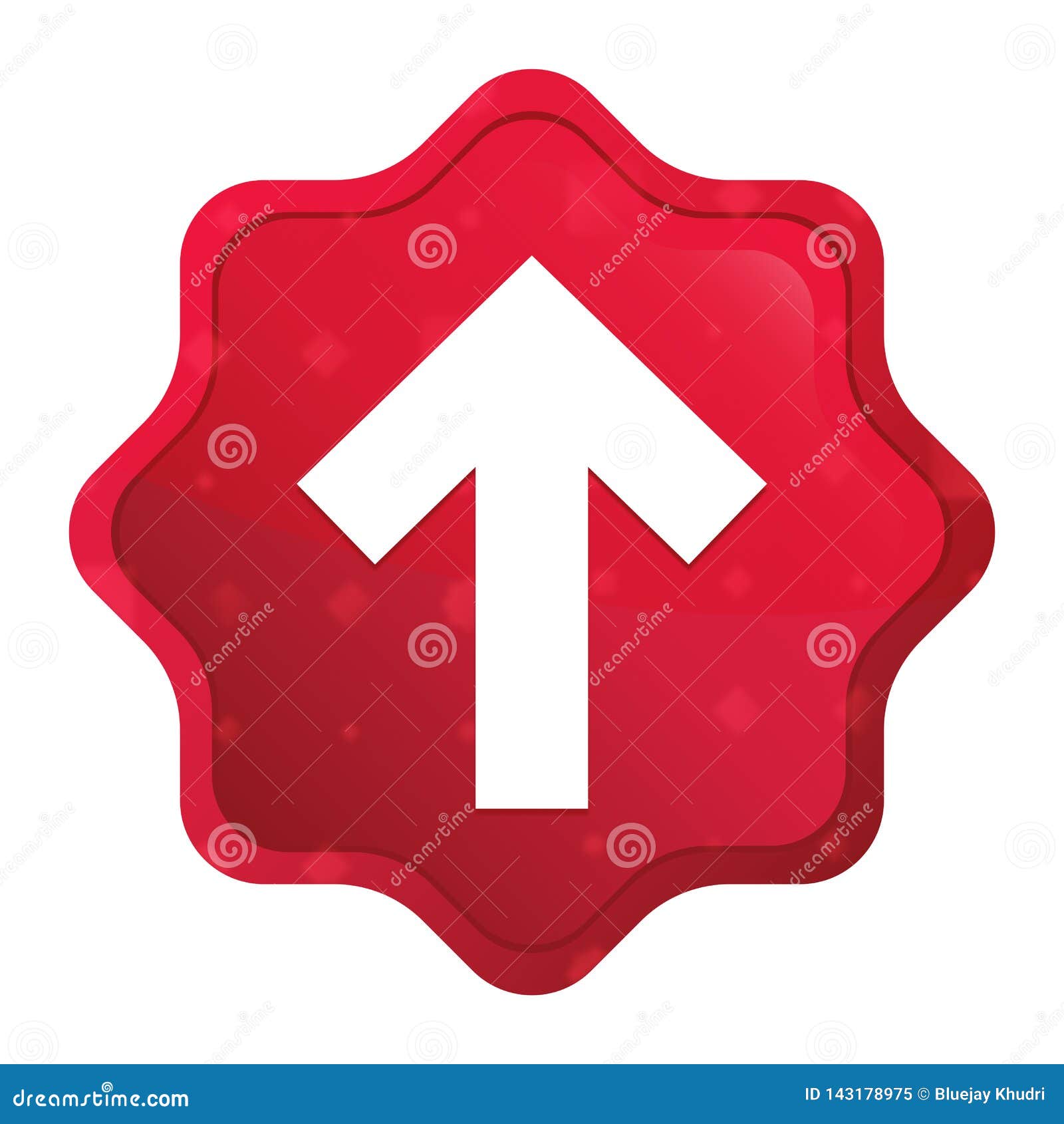 Up Arrow Icon Misty Rose Red Starburst Sticker Button Stock ...