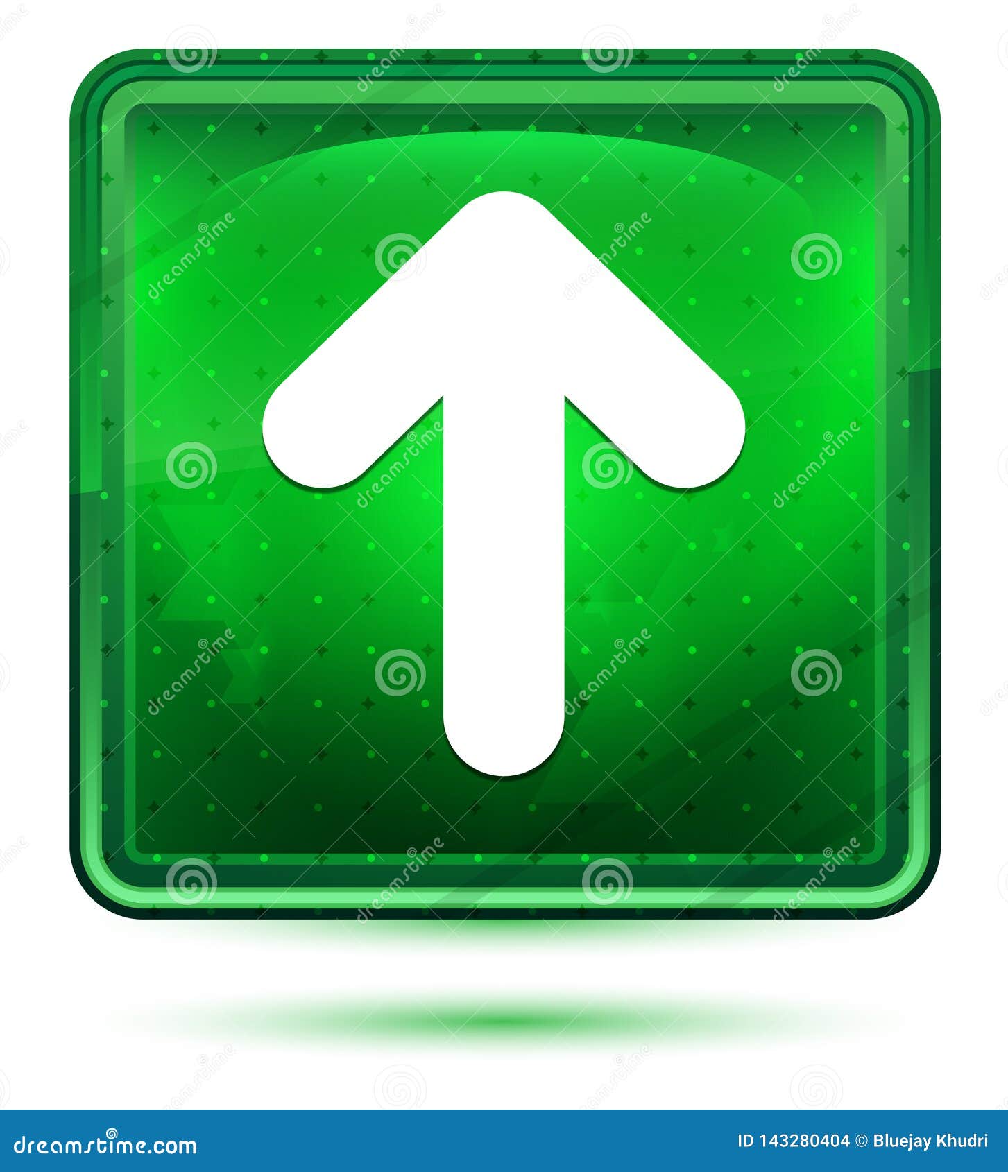 Up Arrow Icon Neon Light Green Square Button Stock Illustration ...