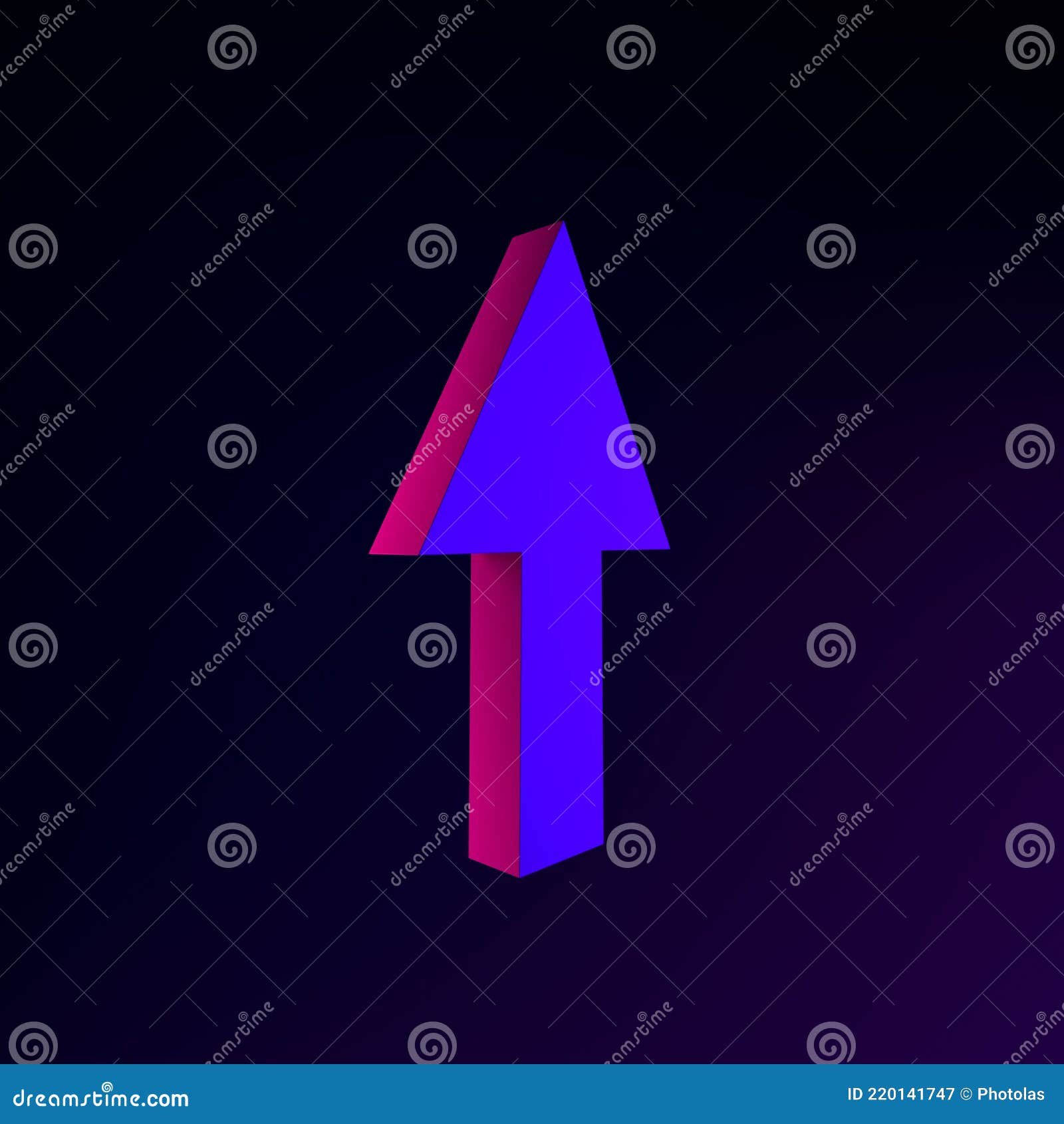 Up Arrow Neon Icon. 3d Rendering Ui Ux Interface Element. Dark Glowing ...