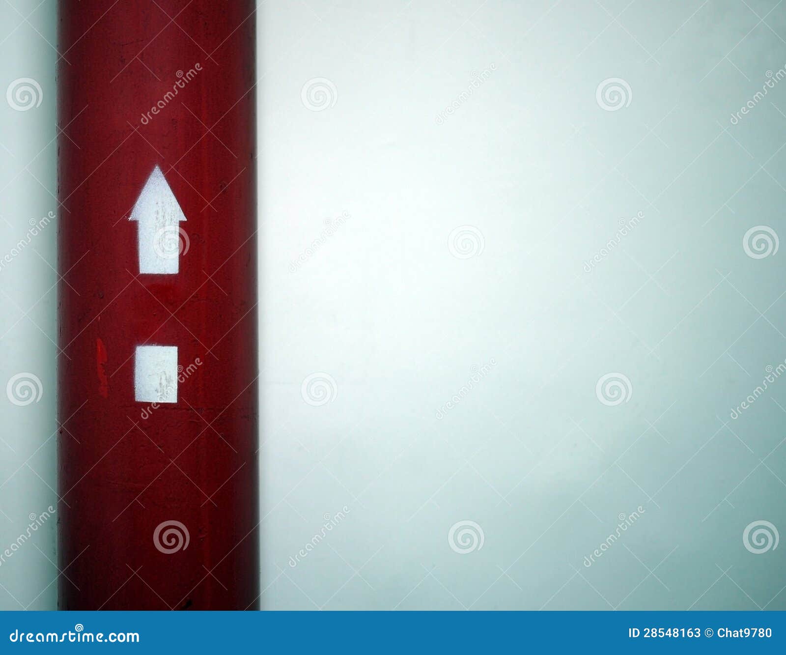 Up Arrow Paint on Big Red Pipe Stock Image - Image of background ...