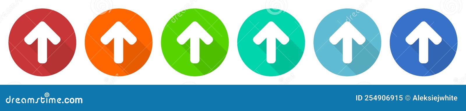 Up Arrow, Upload Icon Set, Flat Design Vector Illustration in 6 Colors ...