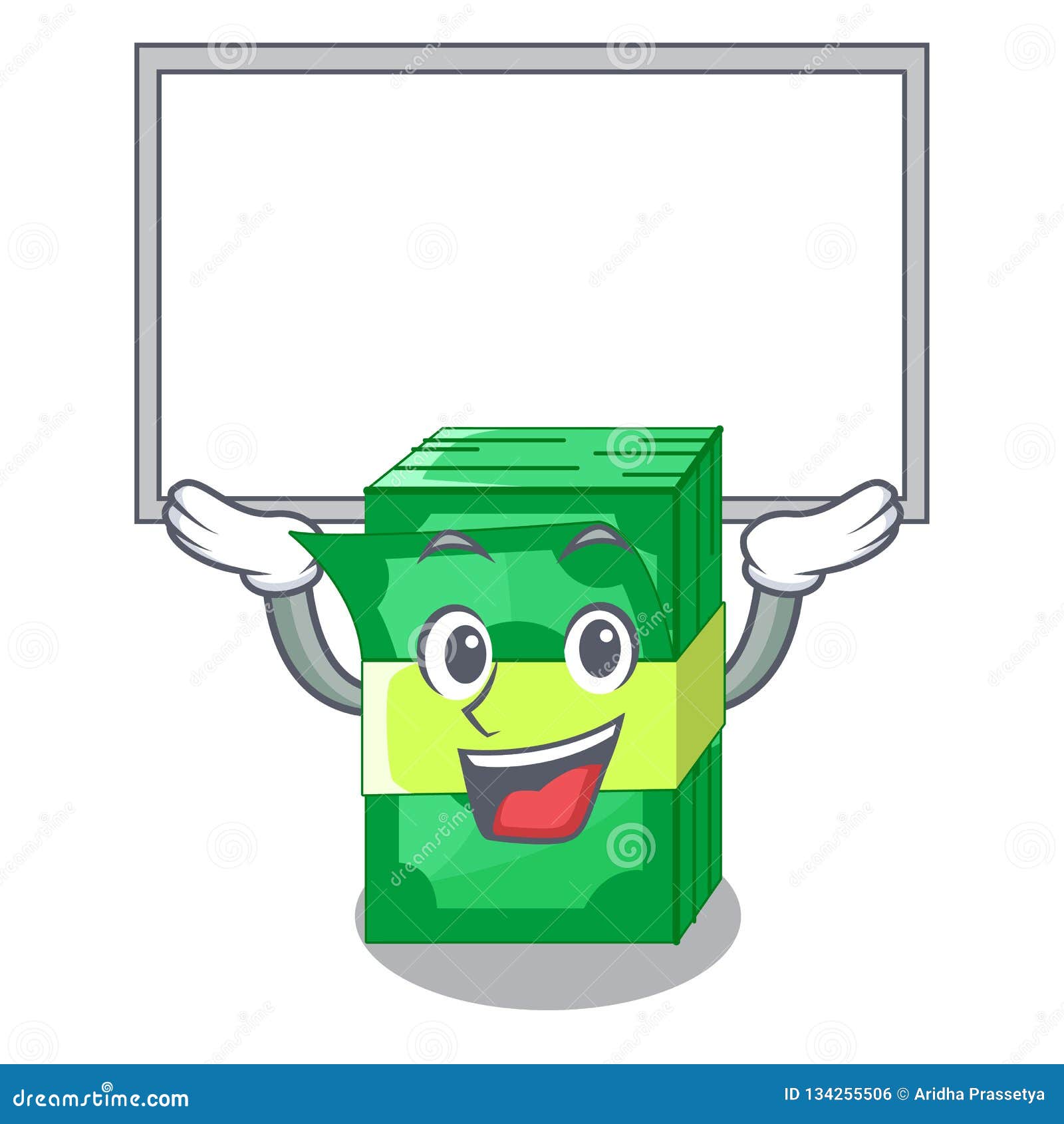 Up Board Stack Money Shape Cartoon on Table Stock Vector - Illustration ...