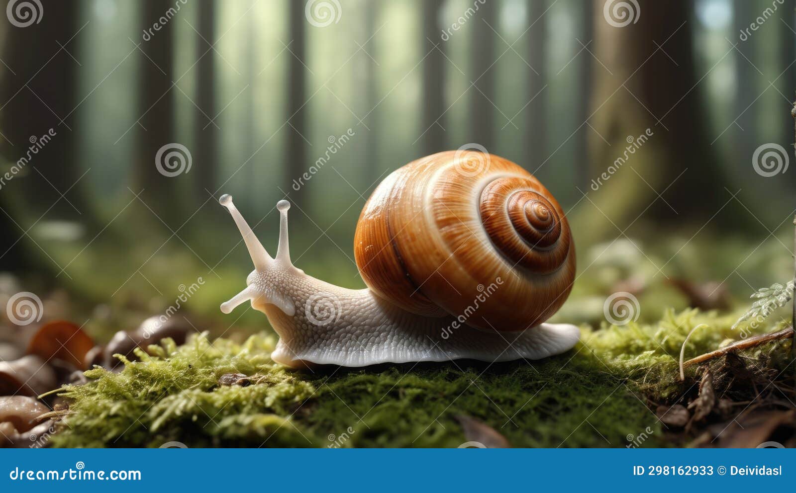 Perseverance in Motion: Snail Crossing a Forest. Stock Illustration ...