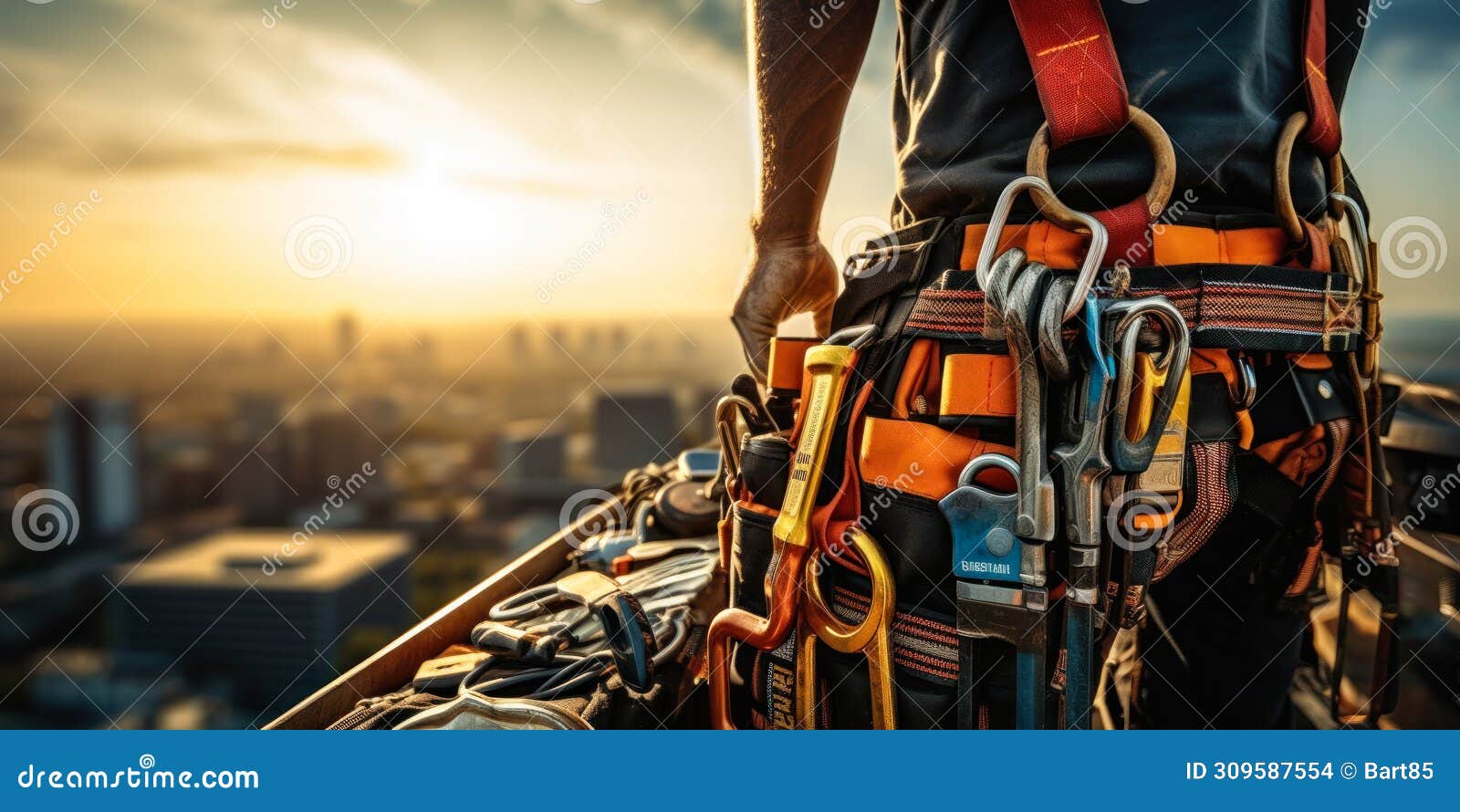 Up-Close View Of A Construction Workers Utility Belt Loaded With ...