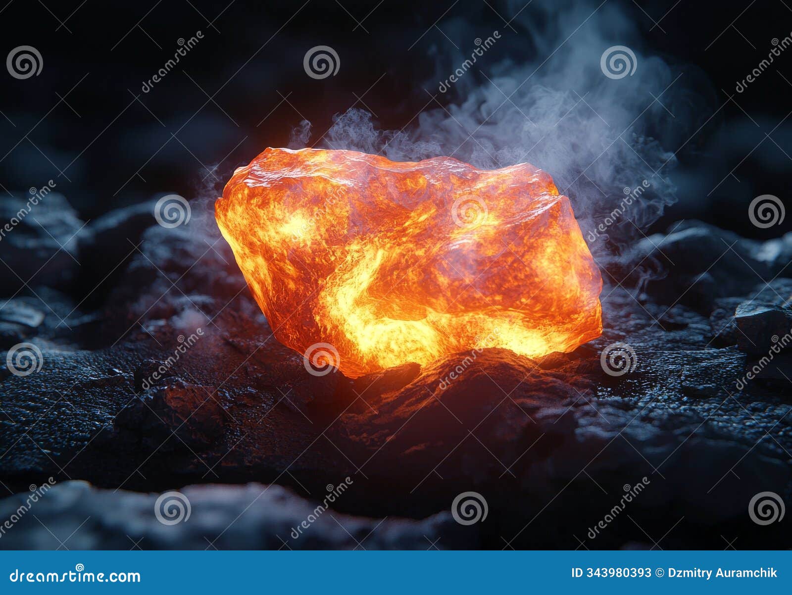 An Up-close View of a Rock with Flames Erupting Stock Image - Image of ...