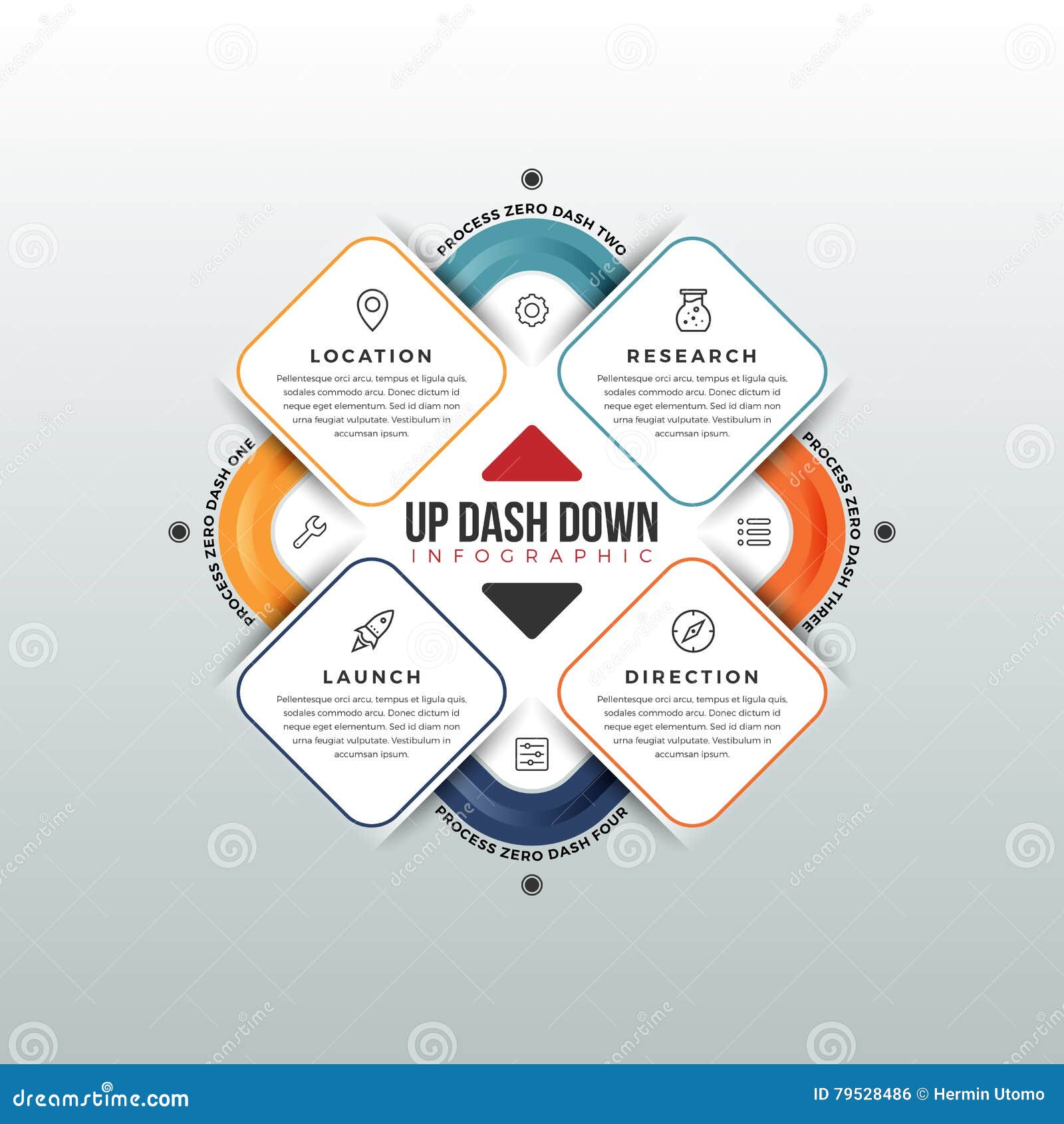 Up Dash Down Infographic stock vector. Illustration of flowchart - 79528486